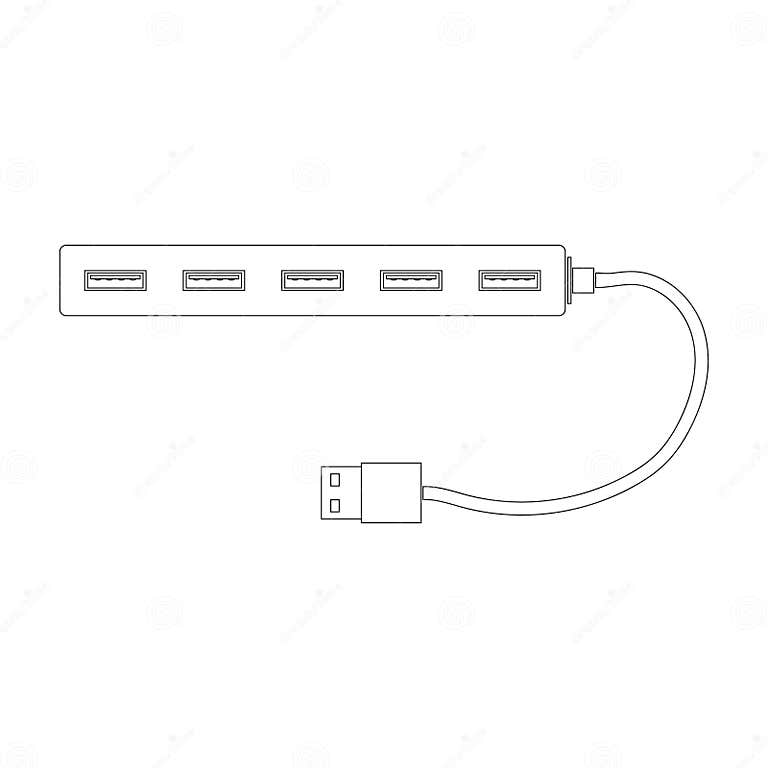 Rectangular USB Hub in Contour Design with Single-row USB Ports and ...