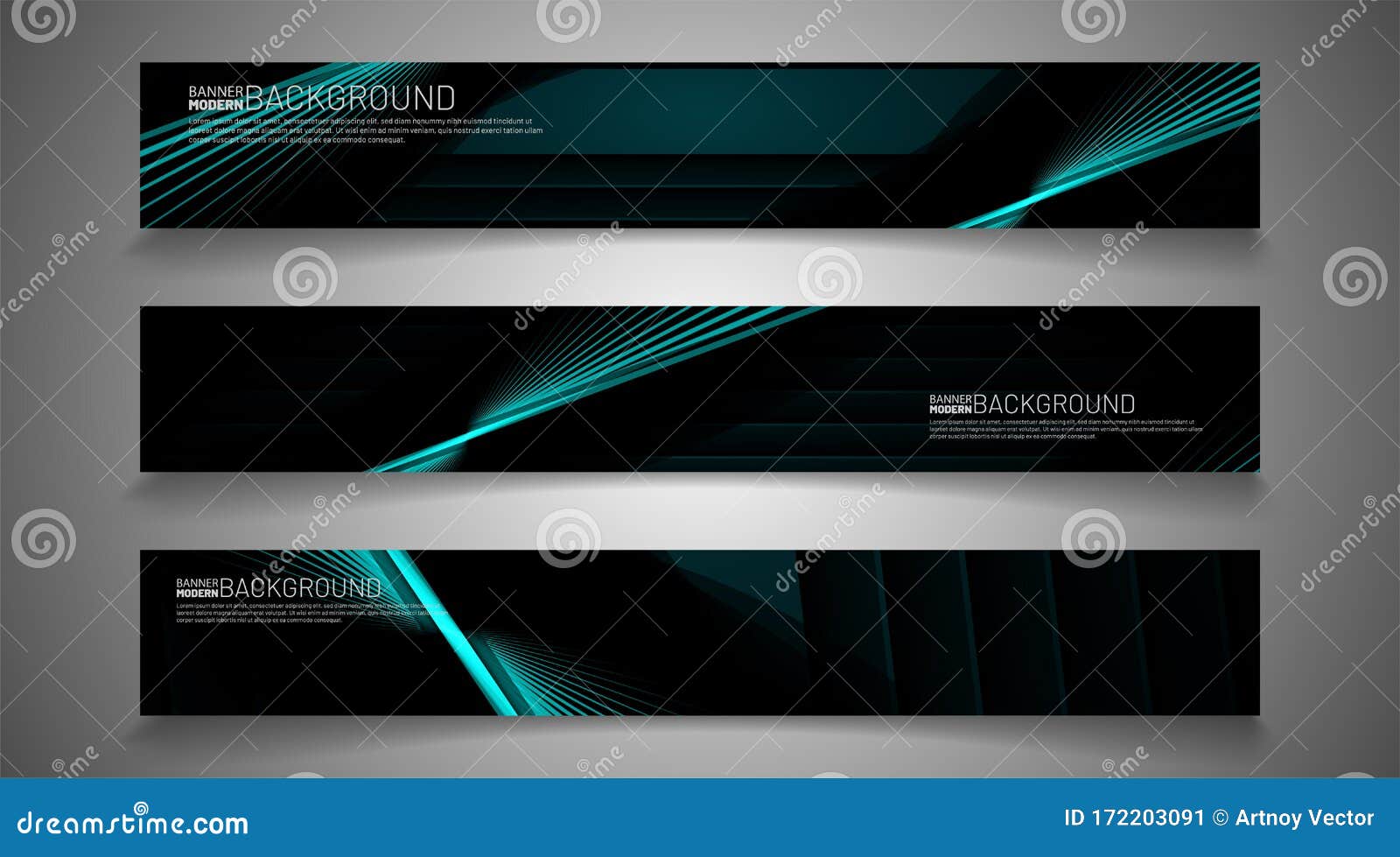 Rectangular Vector Banner Design with Line Blue on a Black Background ...