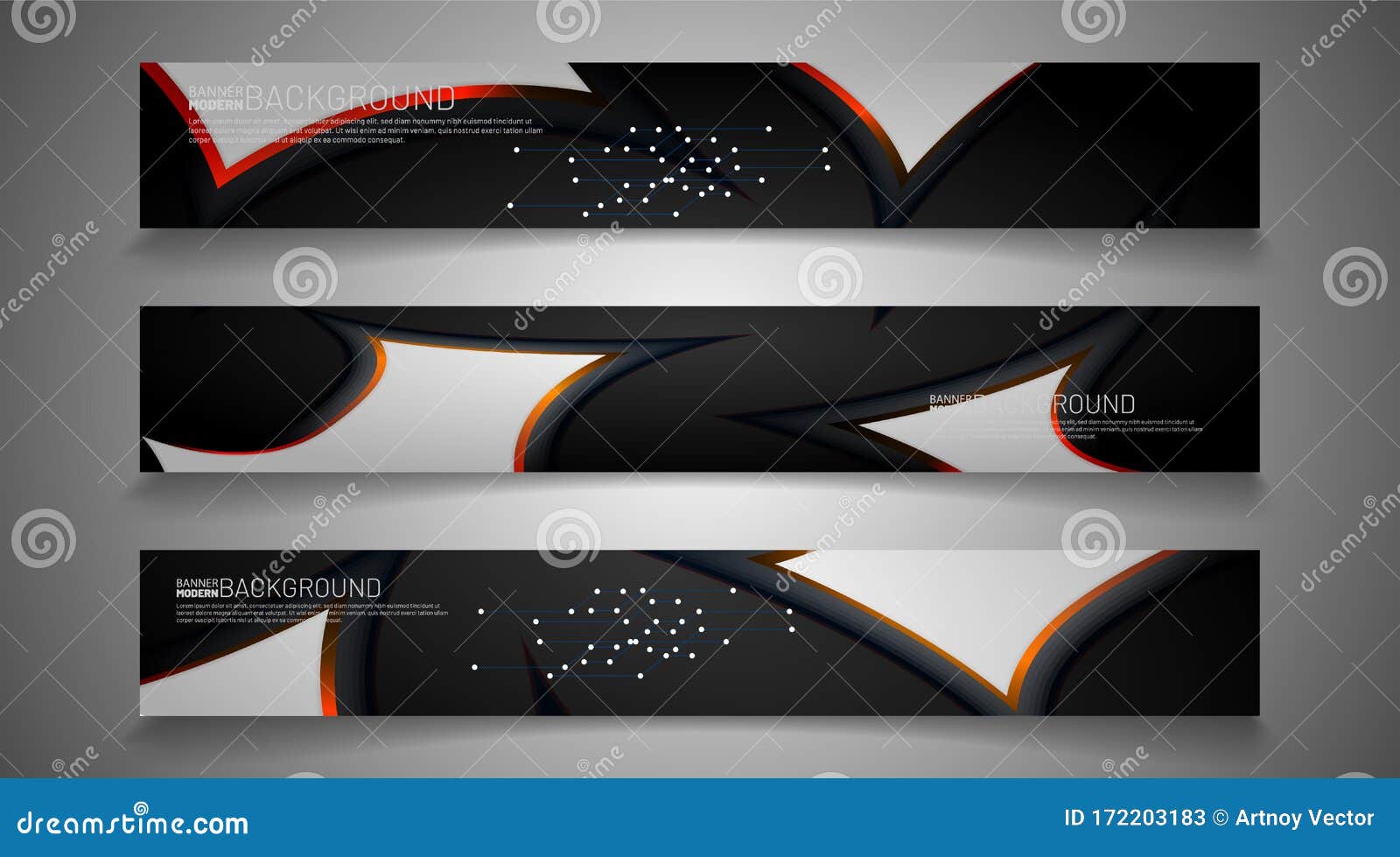 Rectangular Vector Banner Design with Wave Shape on a Black Background ...