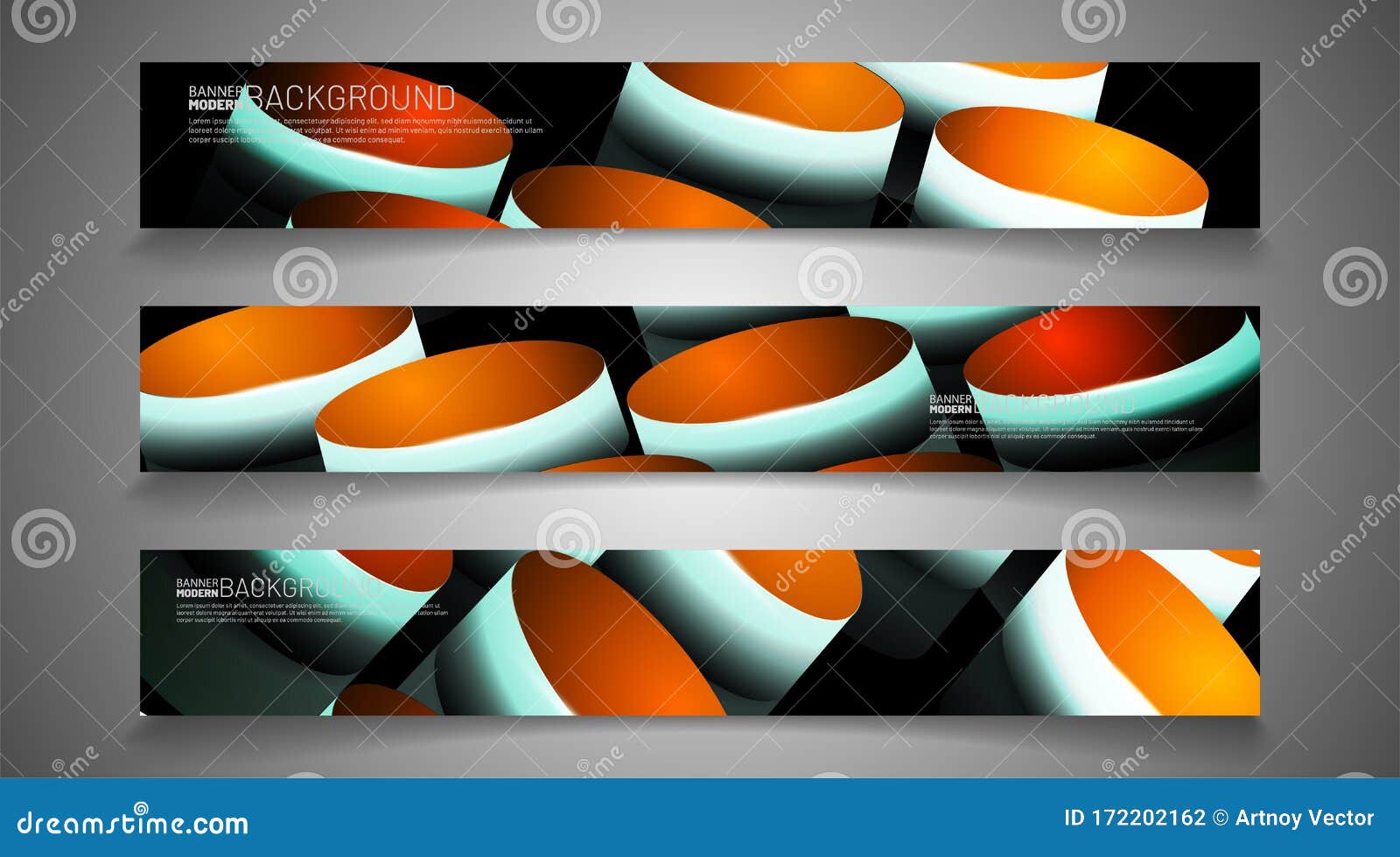 Rectangular Vector Banner. Geometric Oval Texture Design on a Black ...