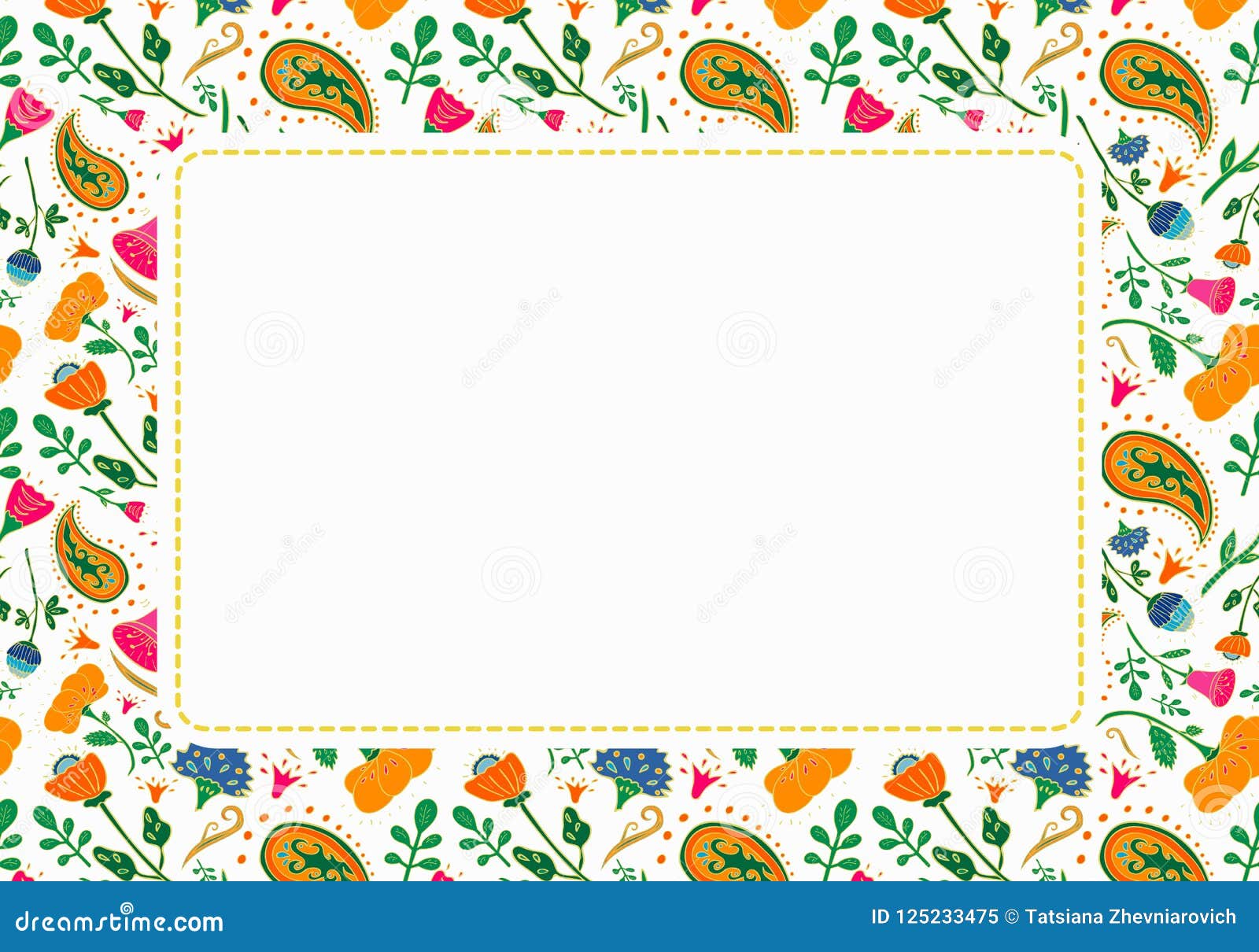 Rectangular Vector Flower Frame with Place for Your Text Stock Vector ...
