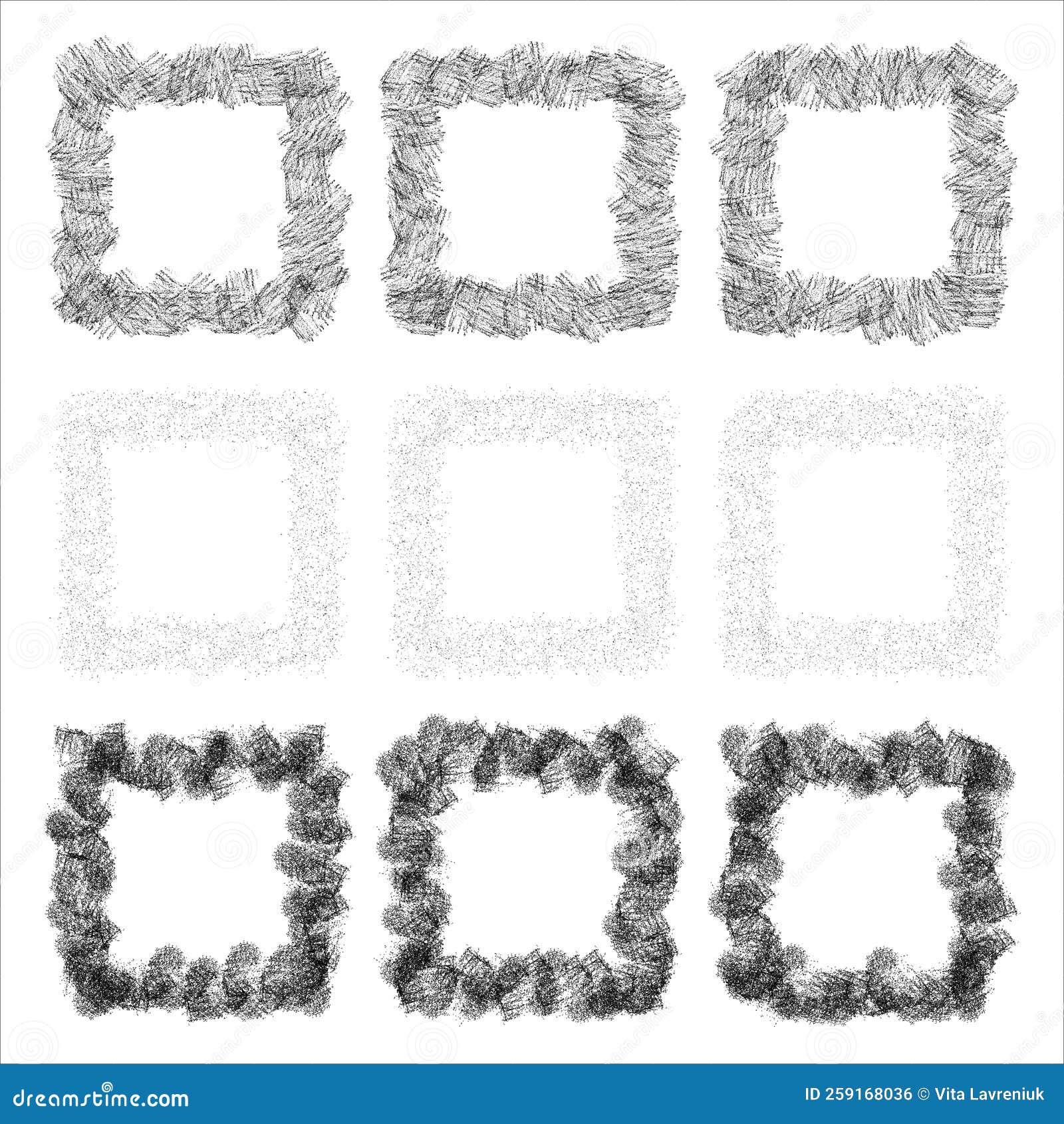 Rectangular Vector Frame. Borders Set. Set of Grunge Square Stock ...