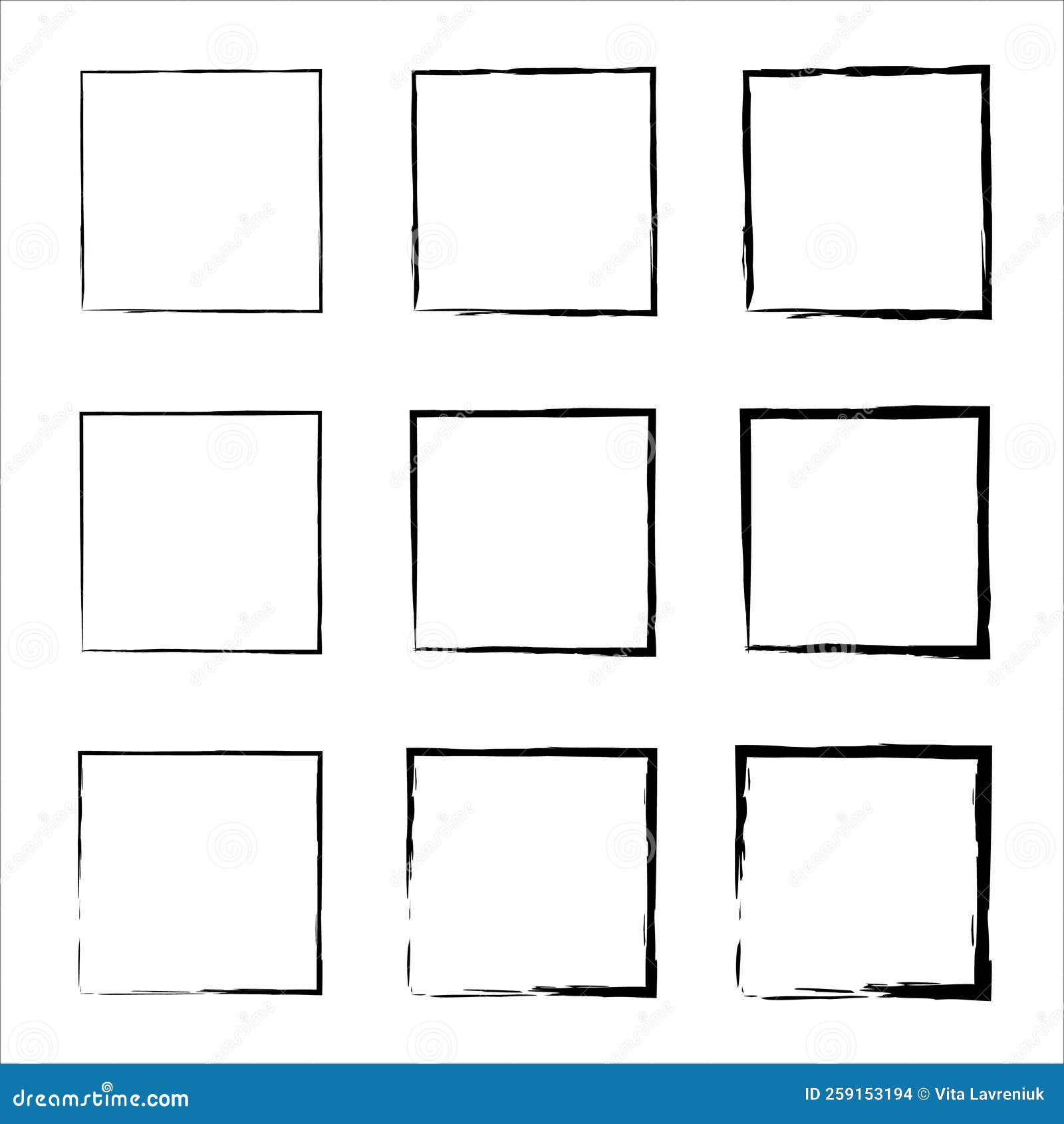 Rectangular Vector Frame. Grunge Ink Illustration. Rectangular Shapes ...