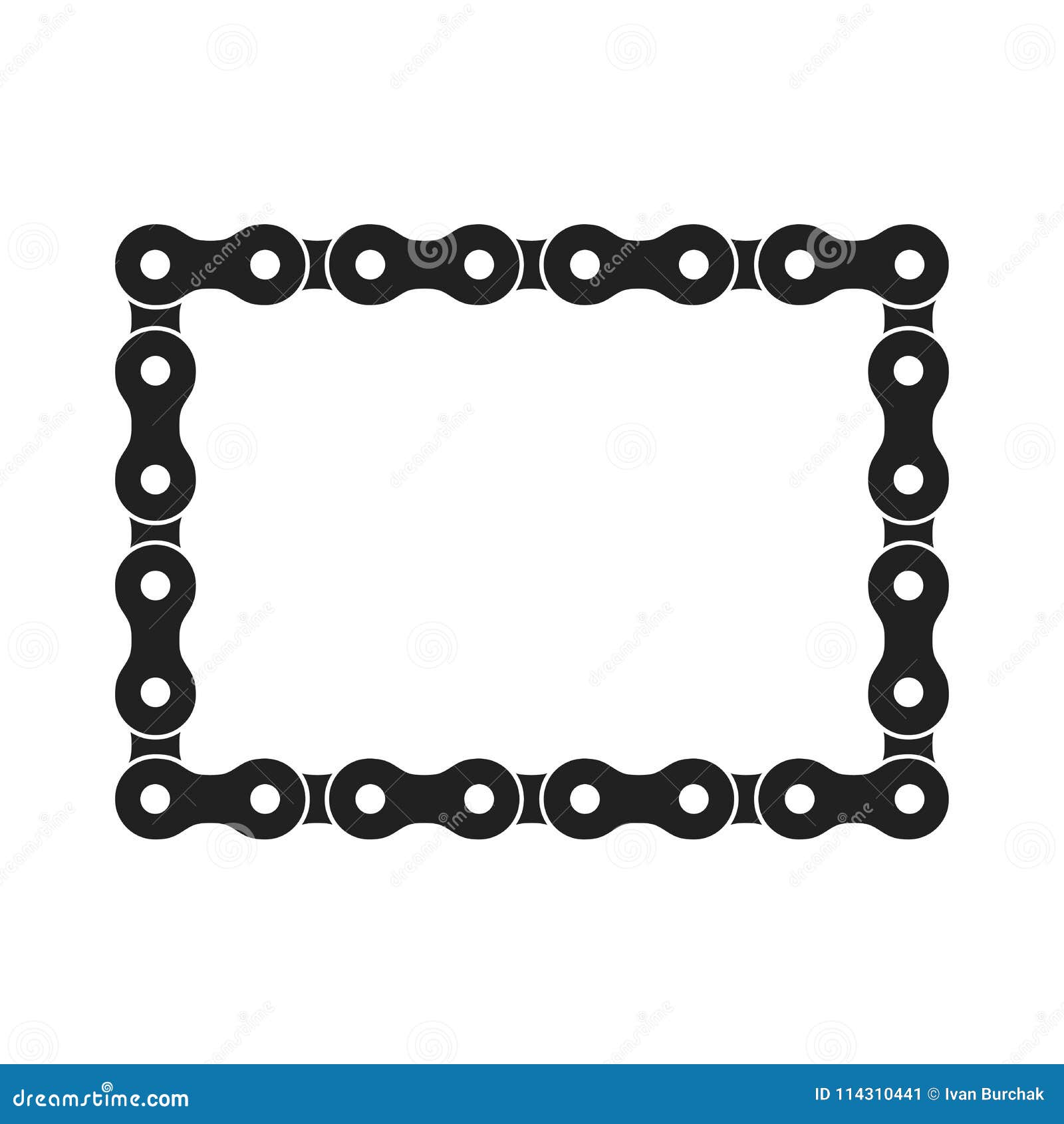 Rectangular Vector Frame Made of Bike or Bicycle Chain. Monochrome ...
