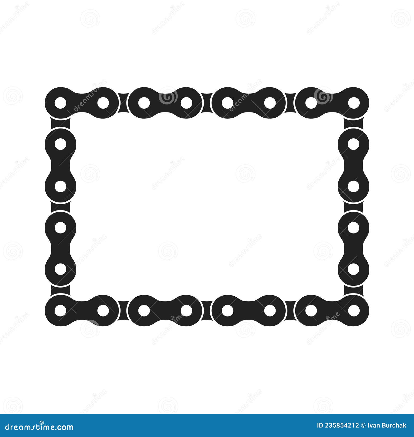 Rectangular Vector Frame Made of Bike or Bicycle Chain. Monochrome ...
