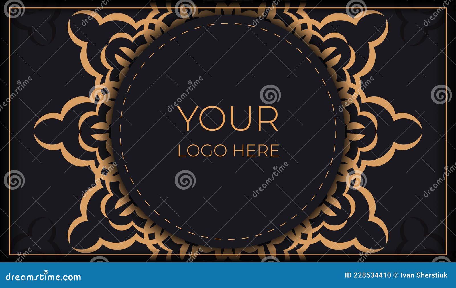 Rectangular Vector Postcard Design in Black Color with Luxury Patterns ...