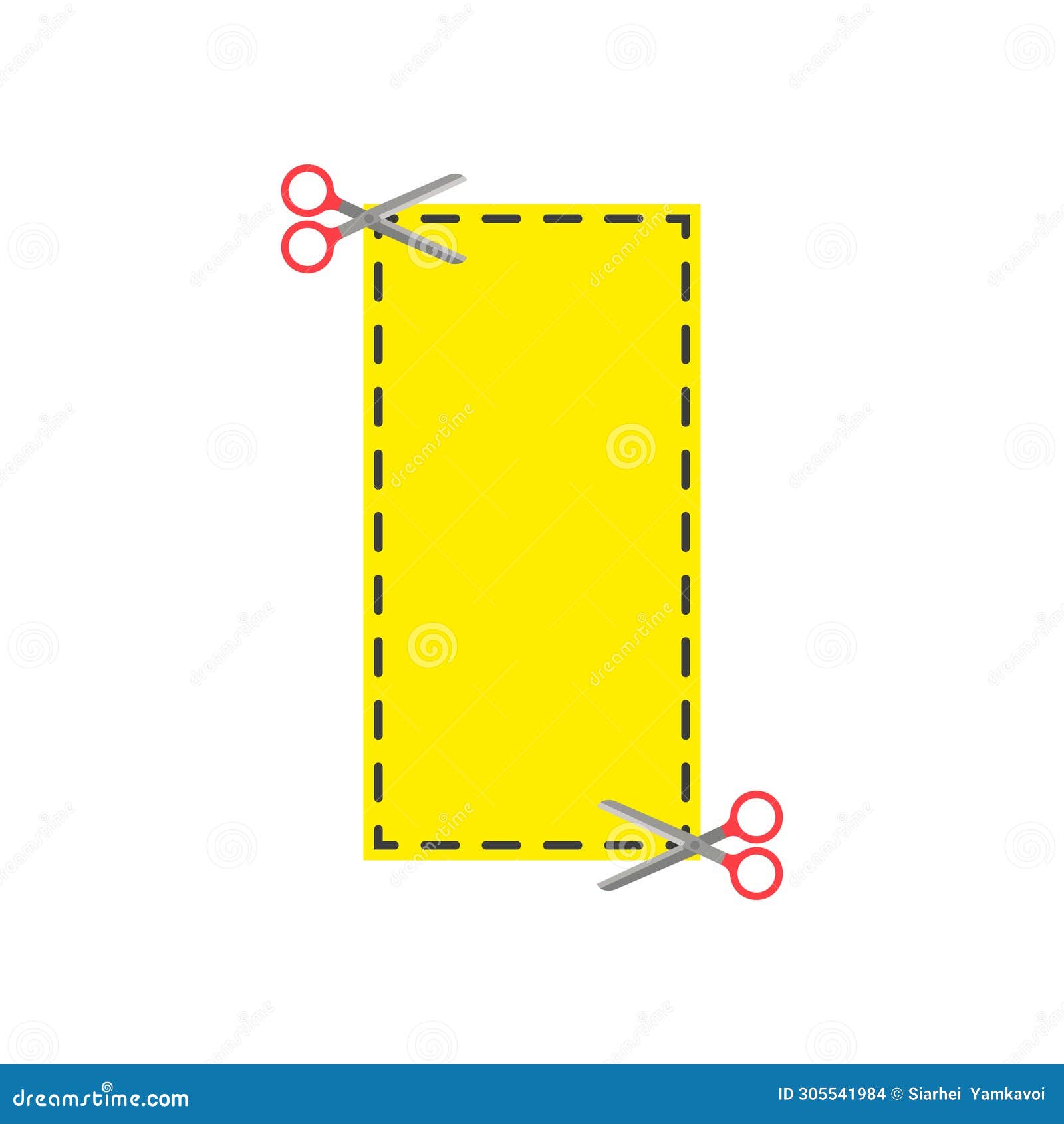 Rectangular Vertical Empty Frame with Scissors and a Dotted Cut Line ...