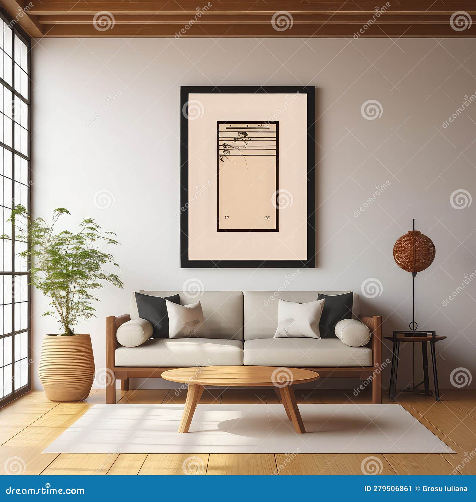 Rectangular Vertical Frame Mockup in Japanese Room Style Interior ...
