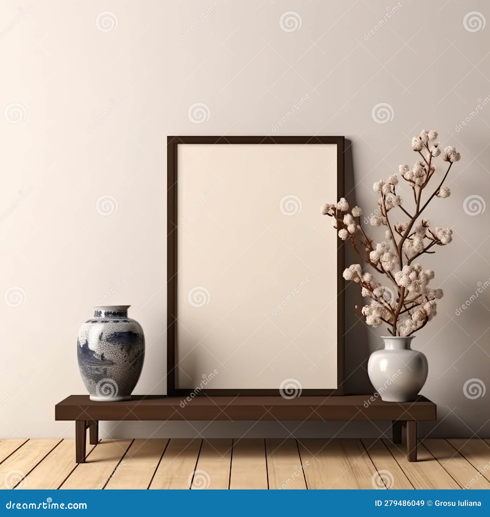 Rectangular Vertical Frame Mockup in Japanese Room Style Interior ...