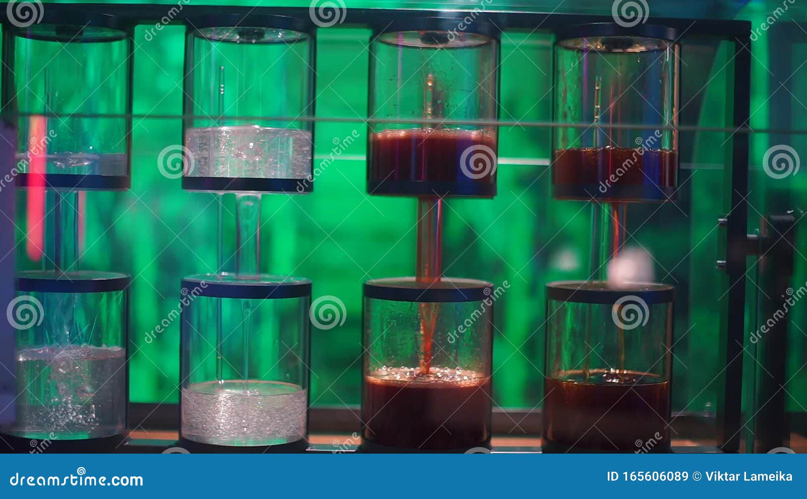 Rectangular Vessels with Liquids. Stock Video - Video of food, glass ...