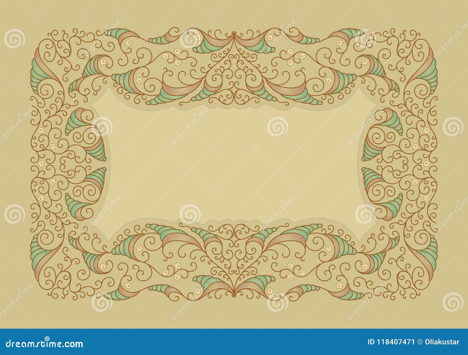 Rectangular Vignette with an Ornament of Curls and Twisted Leaves on a ...