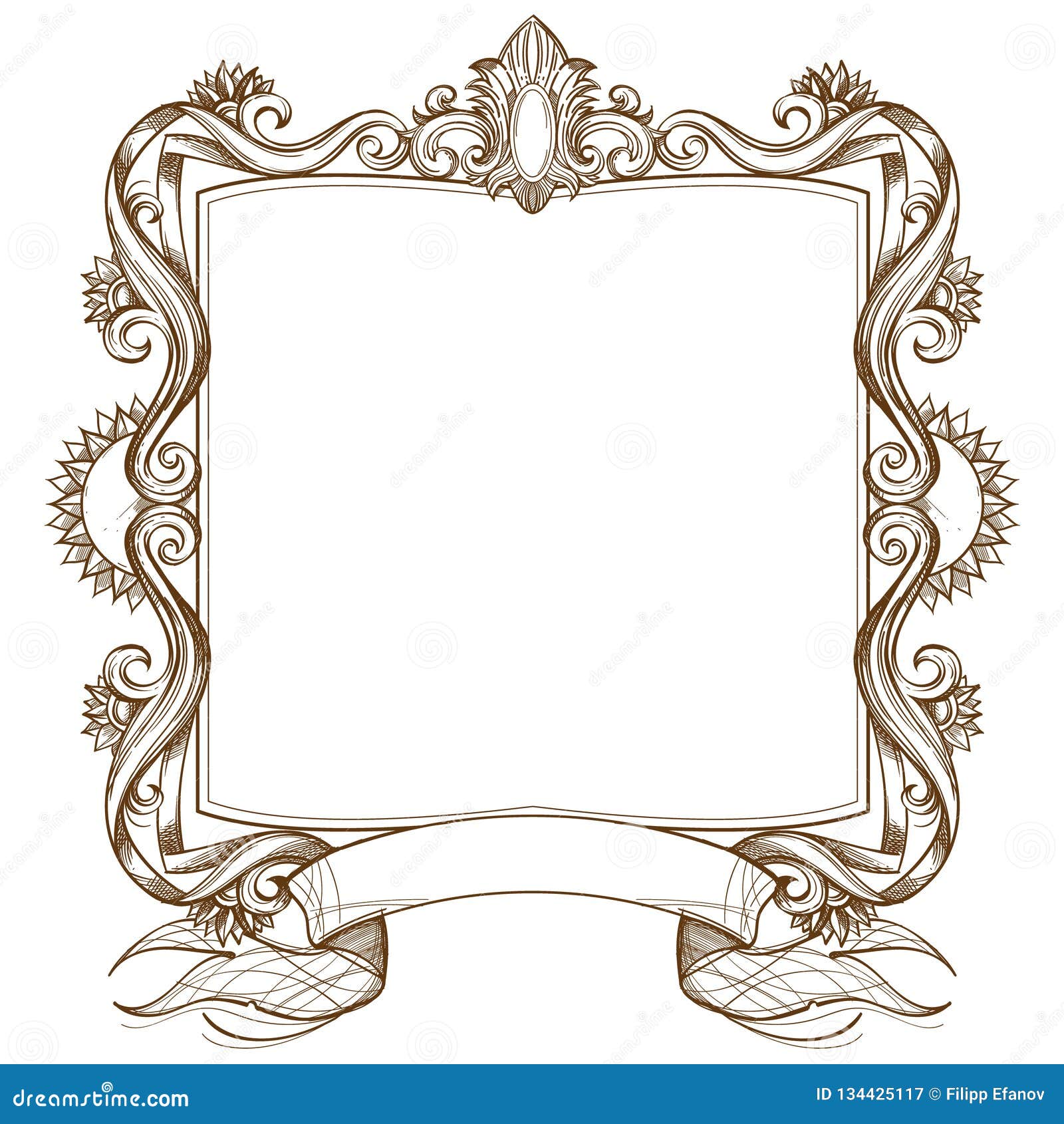 Rectangular Vintage Frame Decor with Elements of Baroque and Banner ...