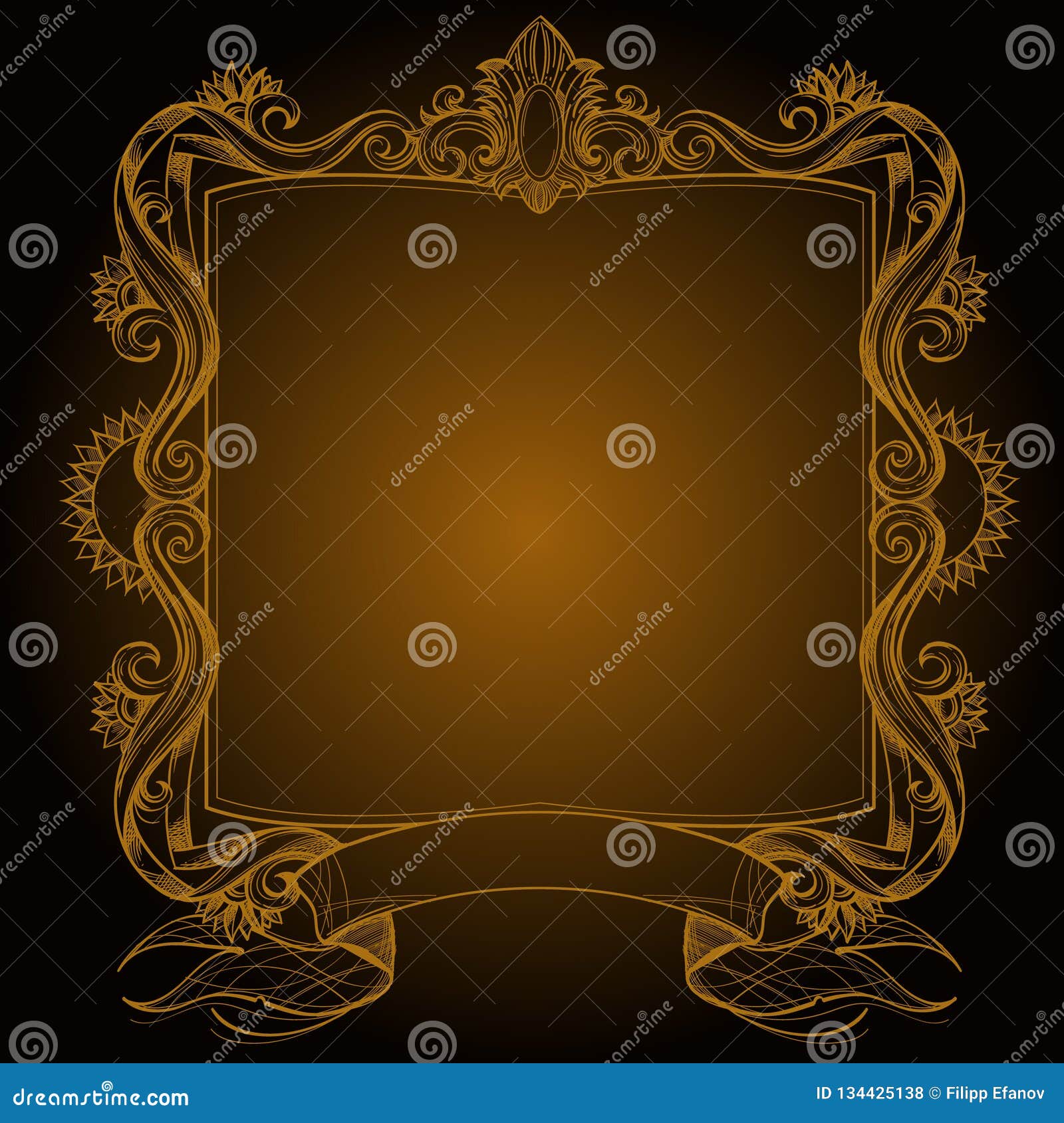Rectangular Vintage Frame Decor with Elements of Baroque and Banner ...