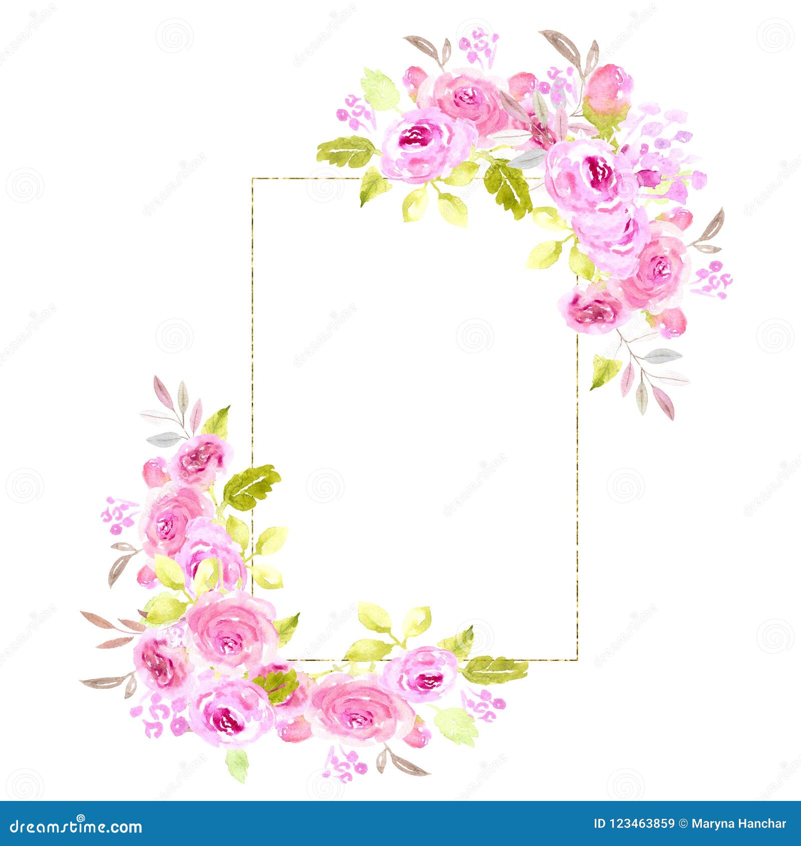 Rectangular Watercolor Frame Stock Illustration - Illustration of card ...