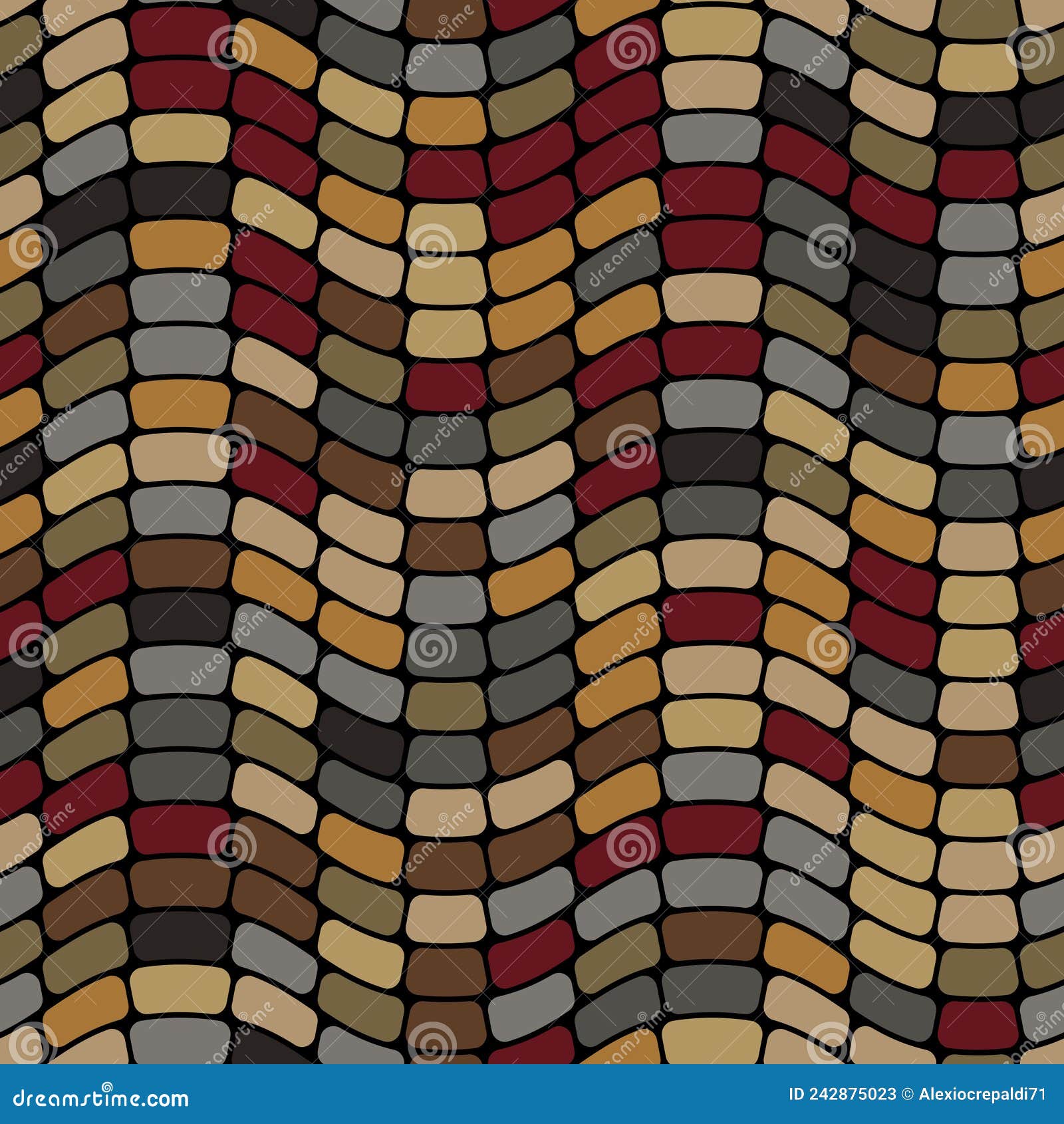 Wavy Stripes with Small Rectangular Tiles. Seamless Vector Pattern ...