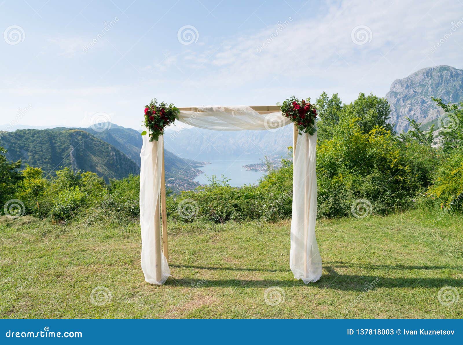 Rectangular Wedding Arch Decorated with Flowers for the Wedding ...