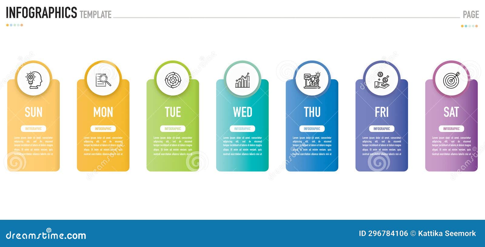 Rectangular Weekly Infographic for Business Presentation Stock Vector ...
