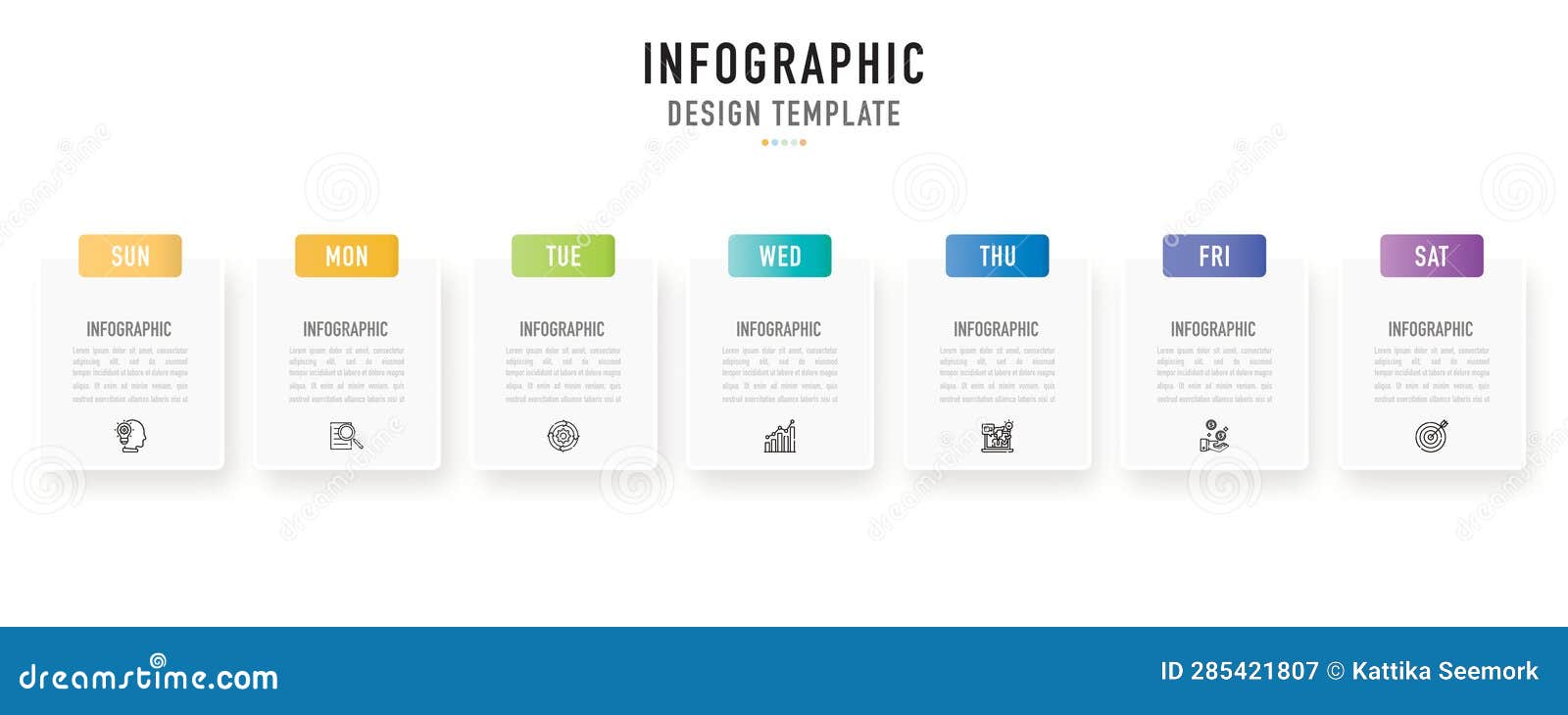 Rectangular Weekly Timeline Infographic for Business Presentation Stock ...