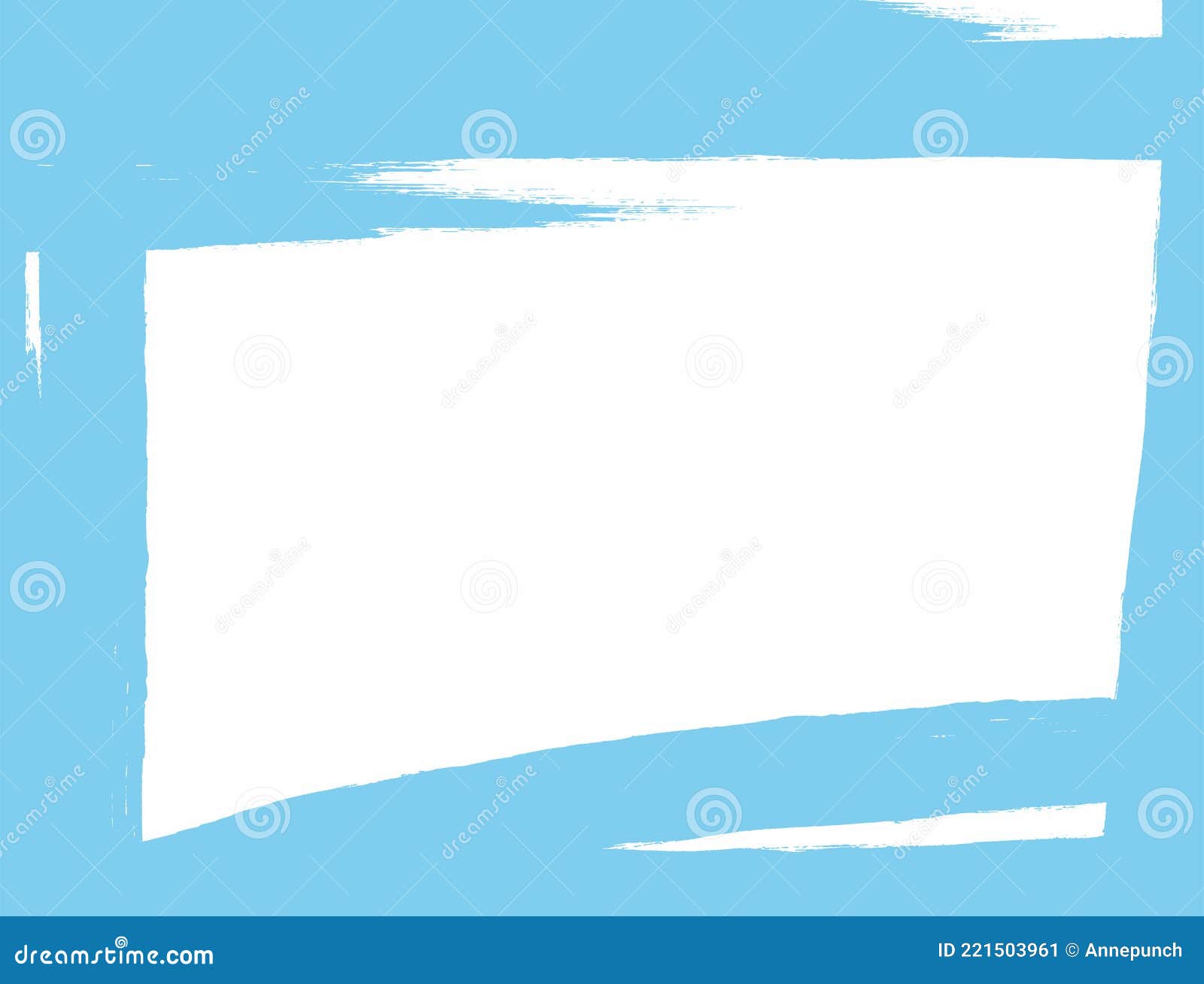 Rectangular White Background with a Blue Frame Drawn with a Rough Brush ...