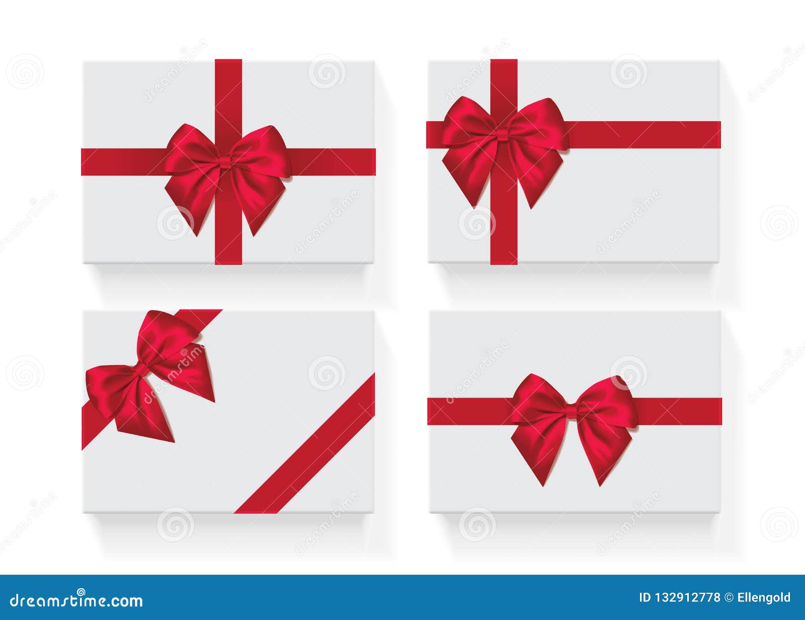 Rectangular White Box with a Red Bow Vector Stock Vector - Illustration ...