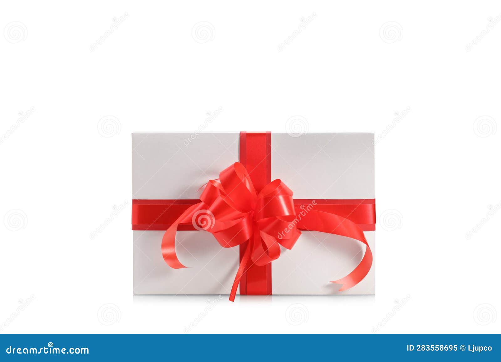 Rectangular White Present Box with a Red Ribbon Stock Image - Image of ...