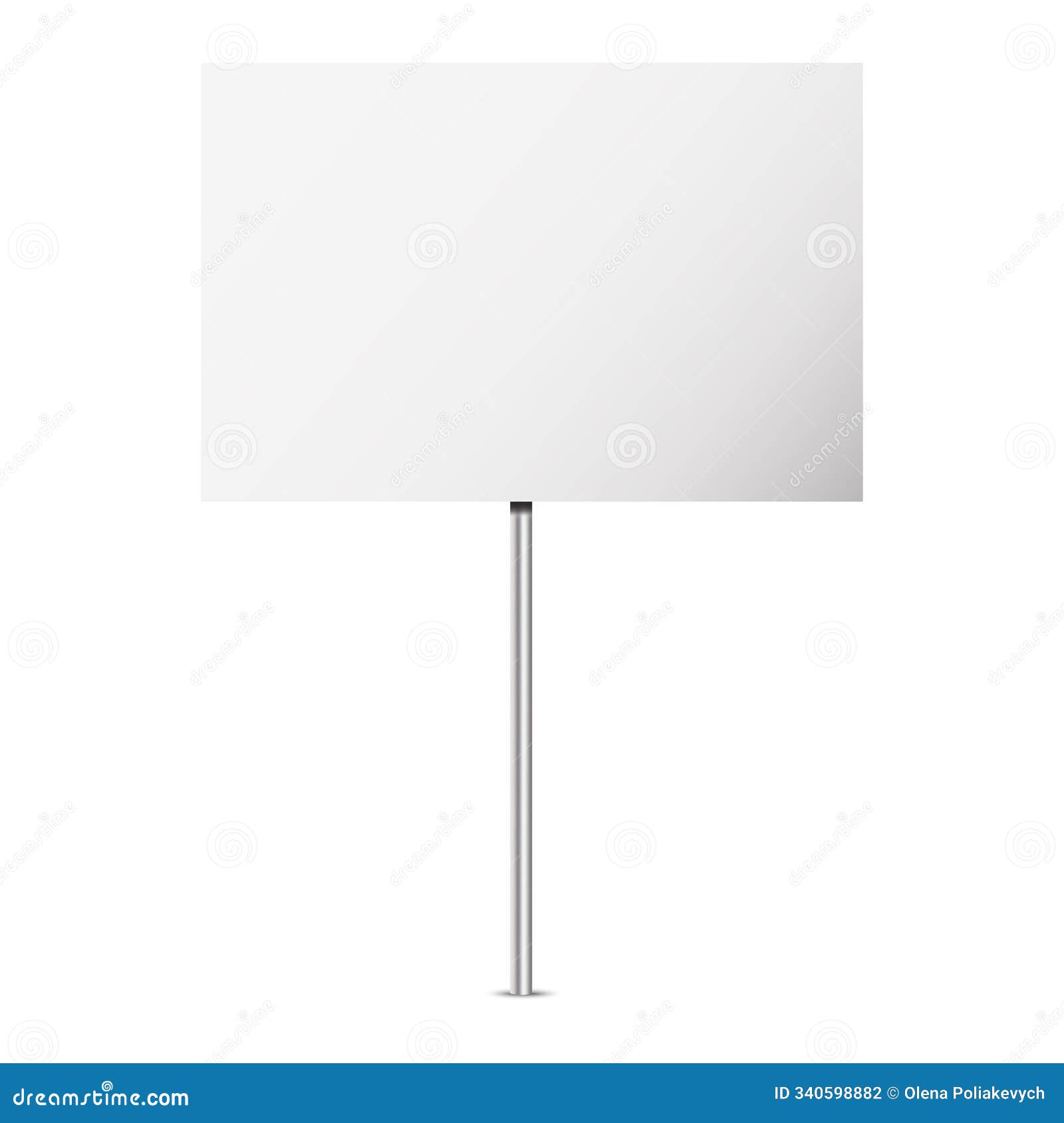 Rectangular White Sign on a Metal Pole. Blank White Surface with No ...