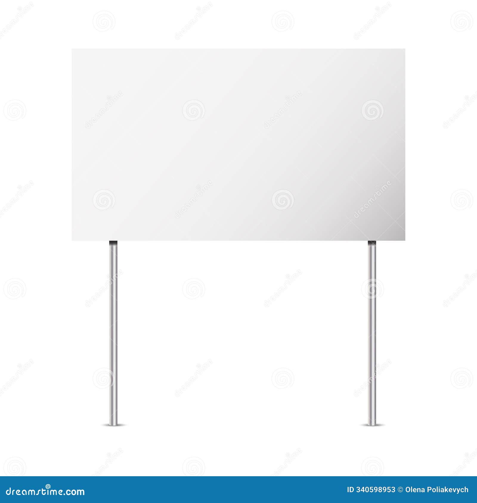 Rectangular White Sign on a Metal Pole. Blank White Surface with No ...