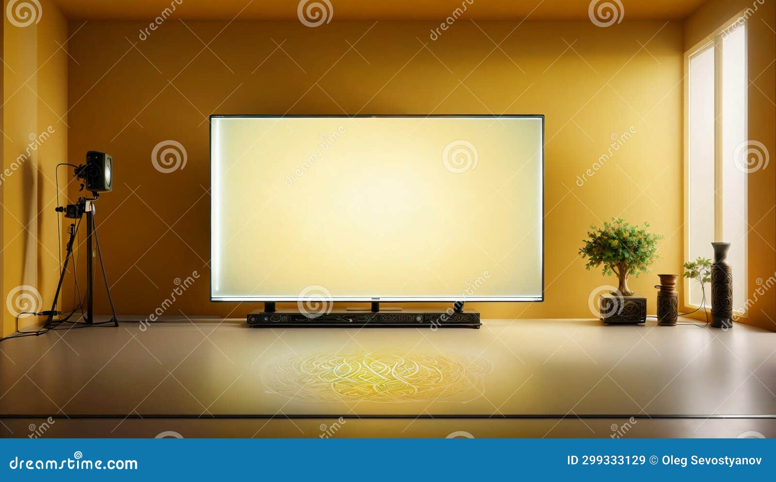 Rectangular White TV Screen with White Backlight Stock Image - Image of ...