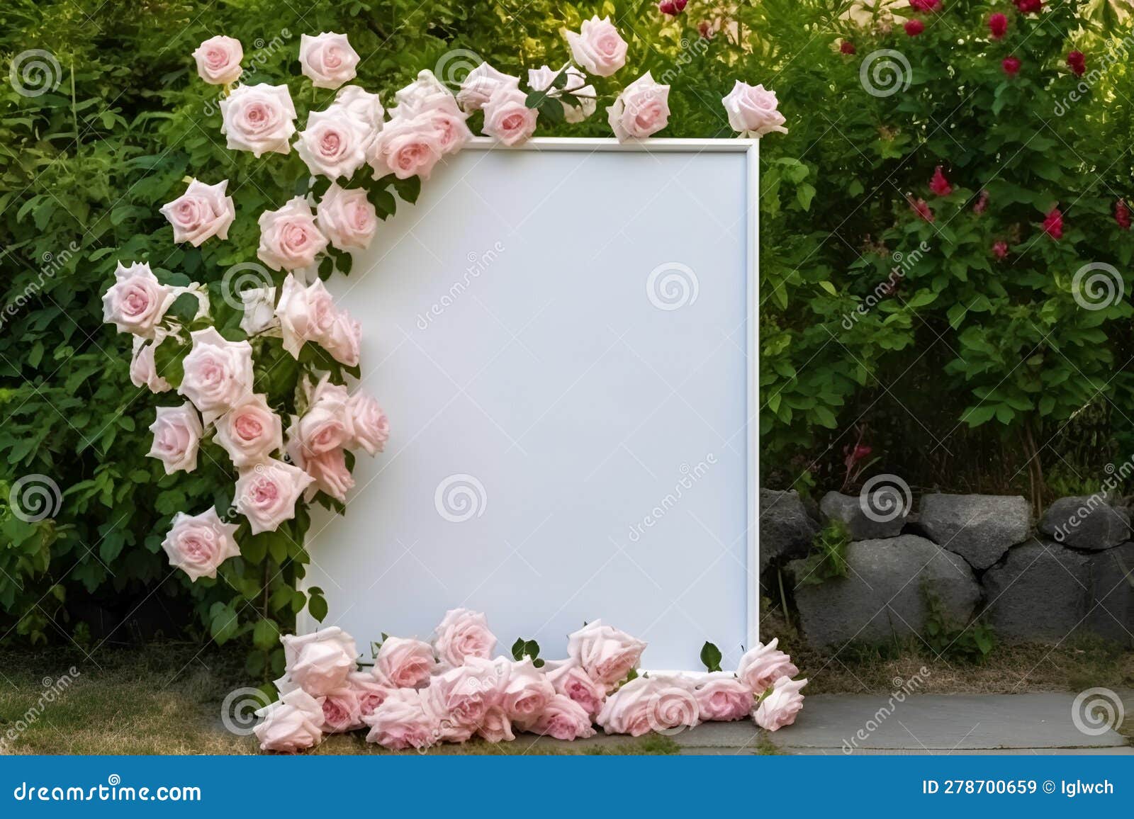 Rectangular White Wooden Picture Frame with Empty Space for Text and ...