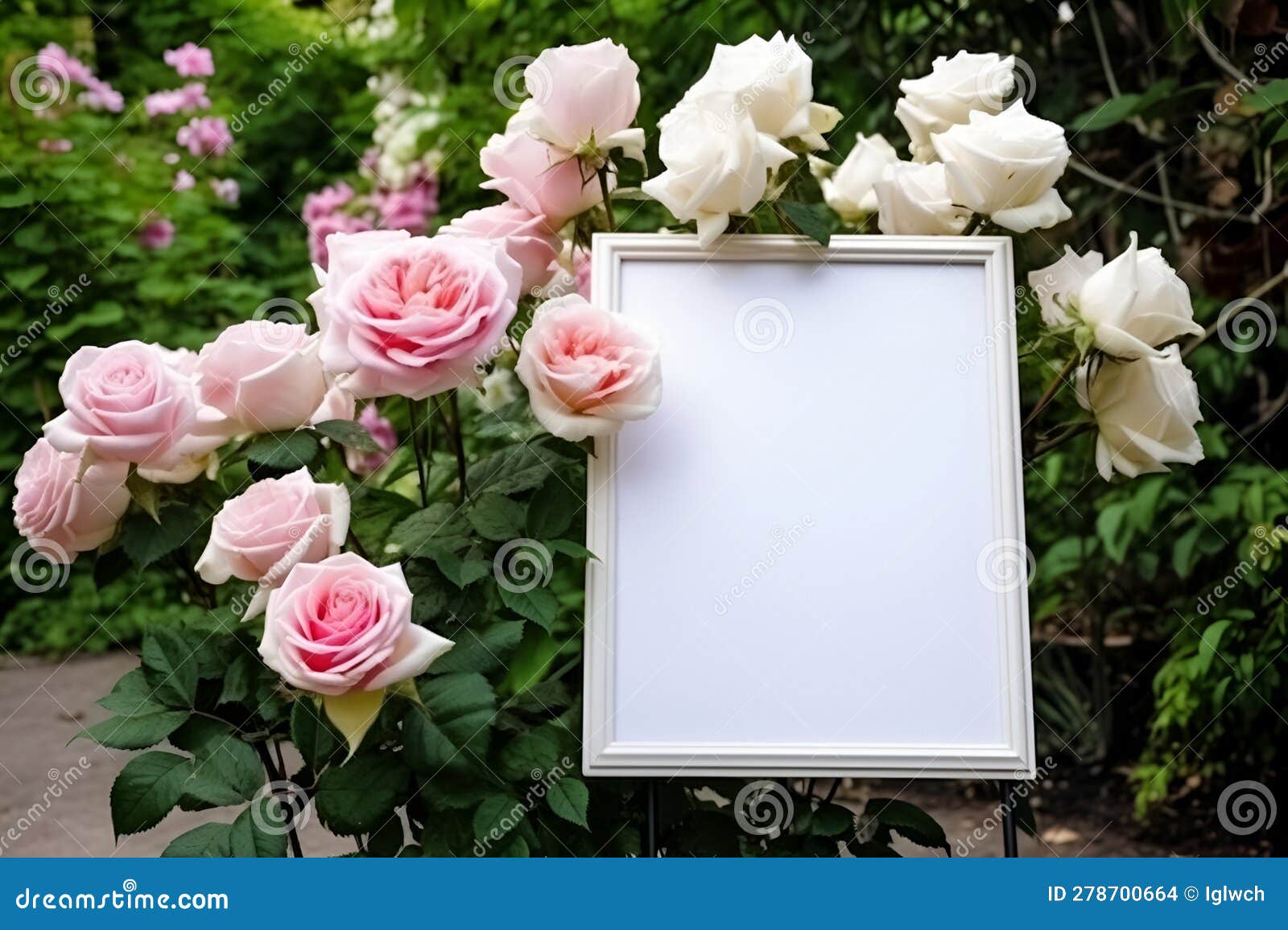 Rectangular White Wooden Picture Frame with Empty Space for Text and ...