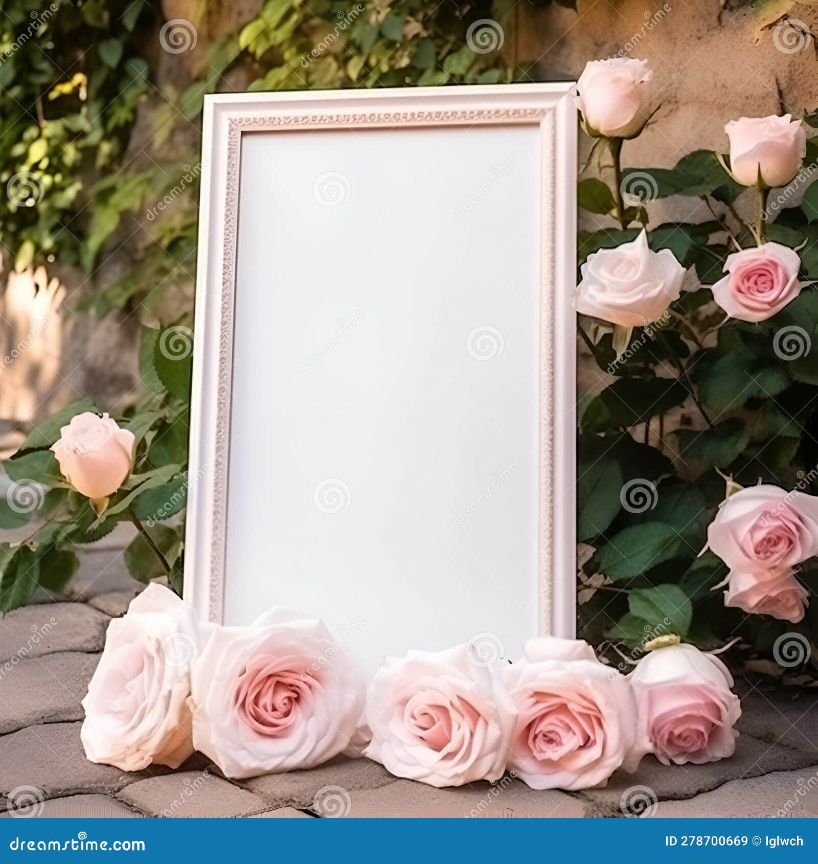 Rectangular White Wooden Picture Frame with Empty Space for Text and ...