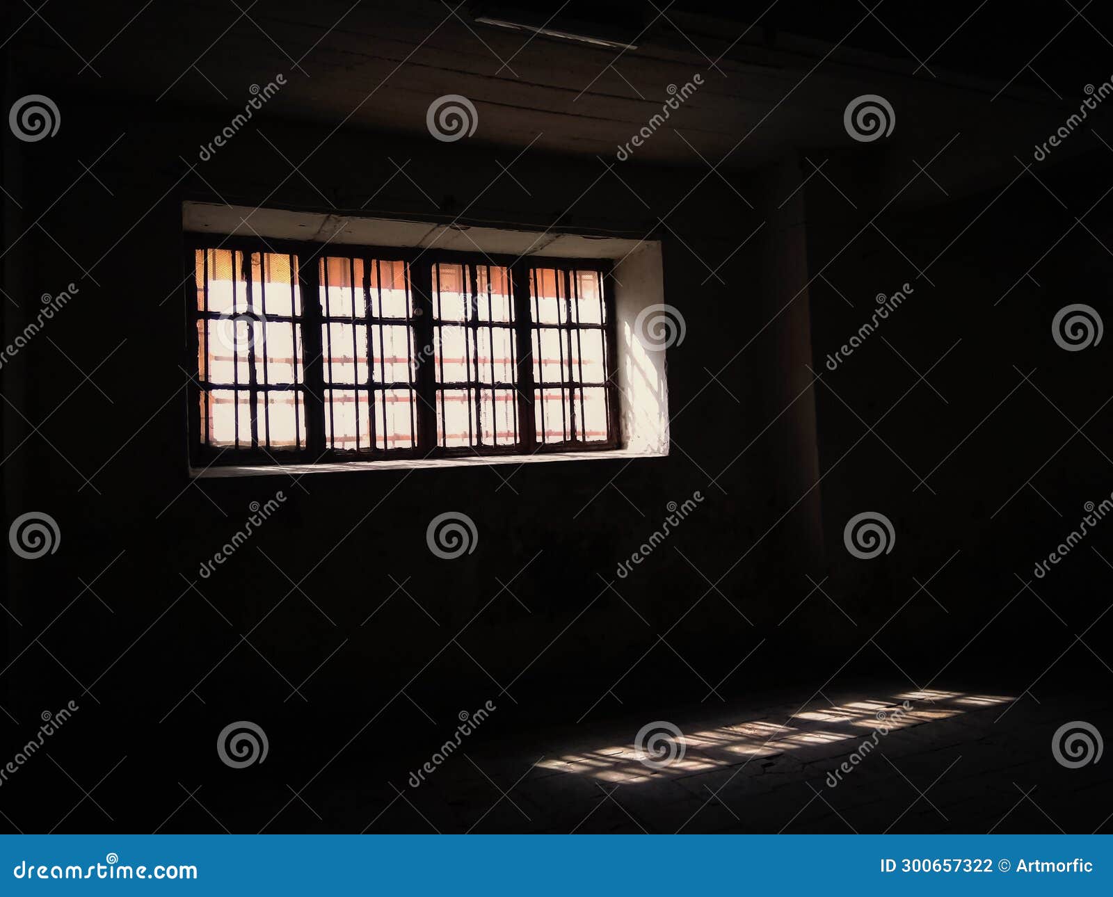 Rectangular Window with Double Frame and Shining Light Leaving a ...