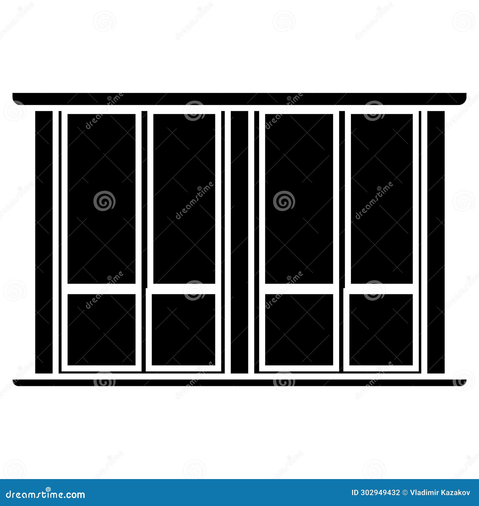 Rectangular Window Silhouette for House Isolated on White Background ...