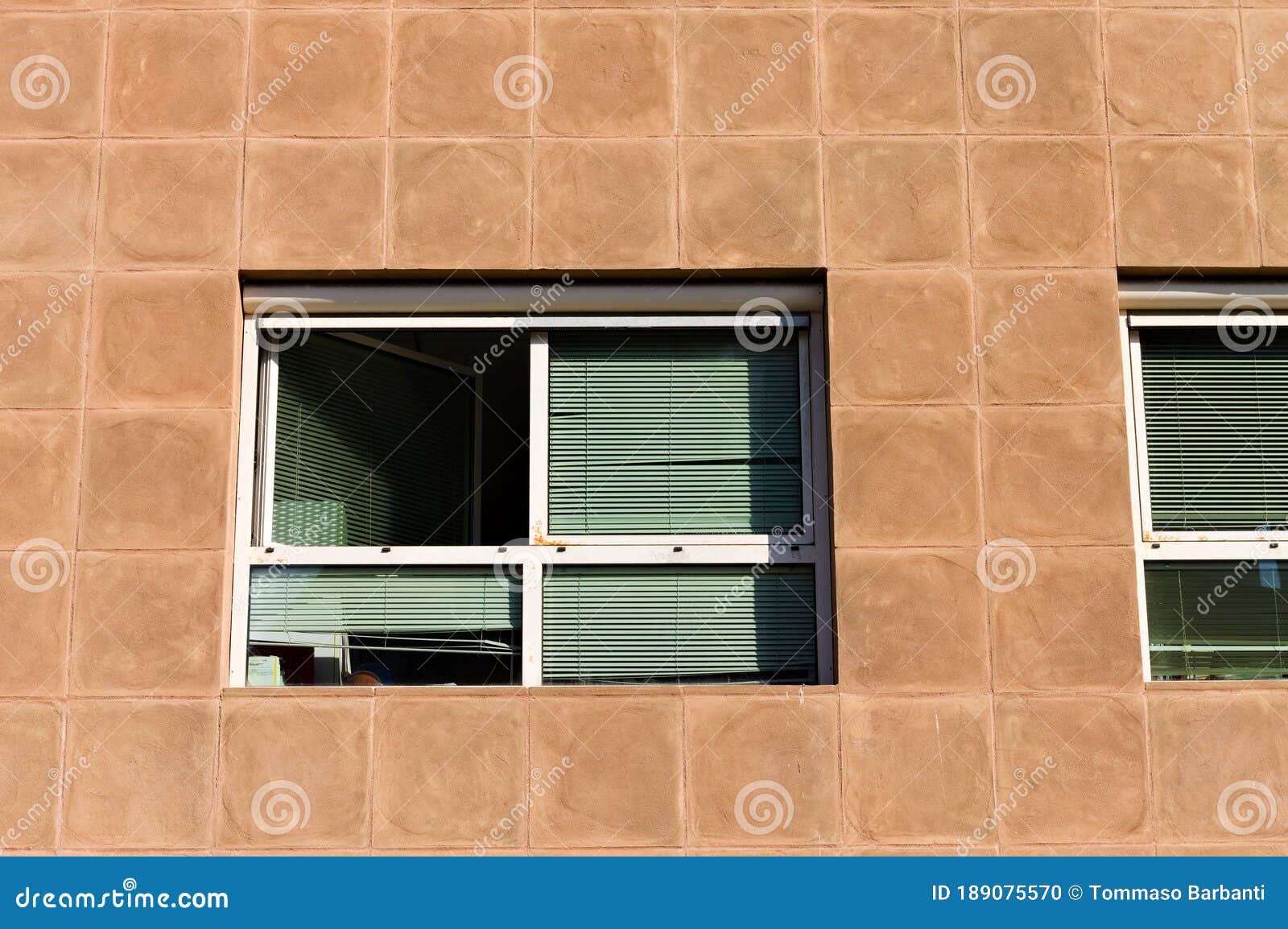 Rectangular Windows of a Modern Building with Terracotta Walls Italy ...