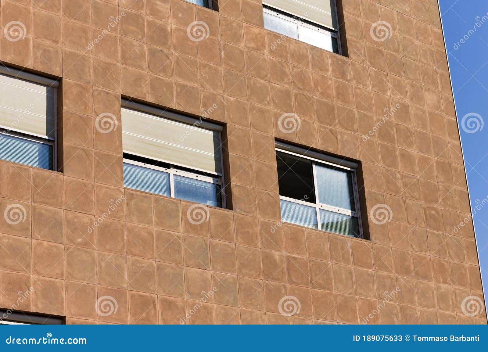 Rectangular Windows of a Modern Building with Terracotta Walls Italy ...