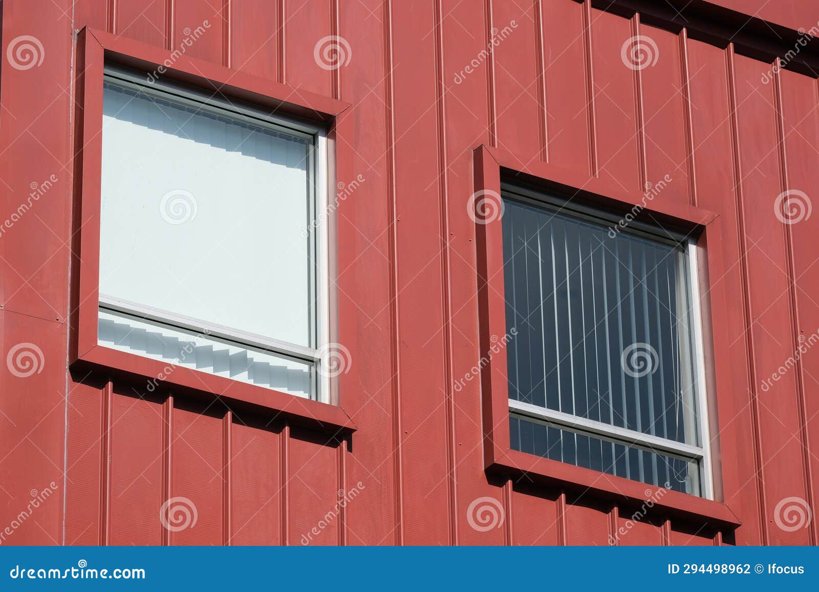 Rectangular Windows on Red Building Facade Stock Photo - Image of ...