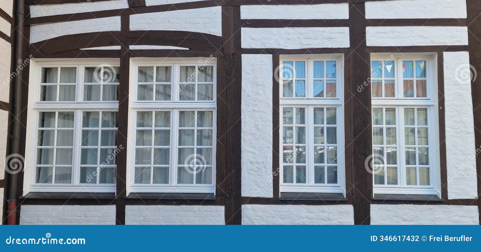Rectangular Windows with Square Divisions and White Frames on a Half ...