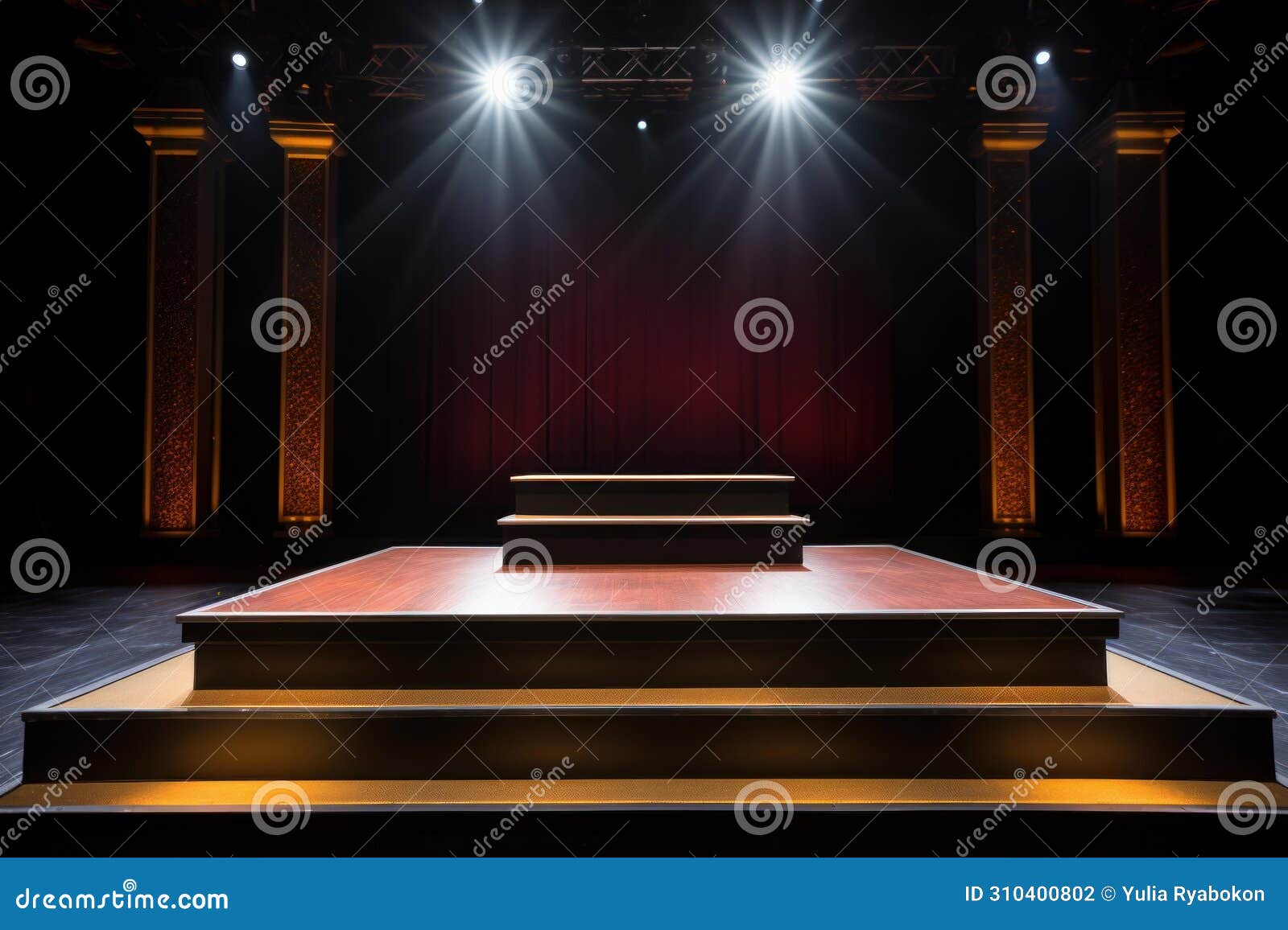 Rectangular Wood Podium Stage Platform. Generate Ai Stock Photo - Image ...
