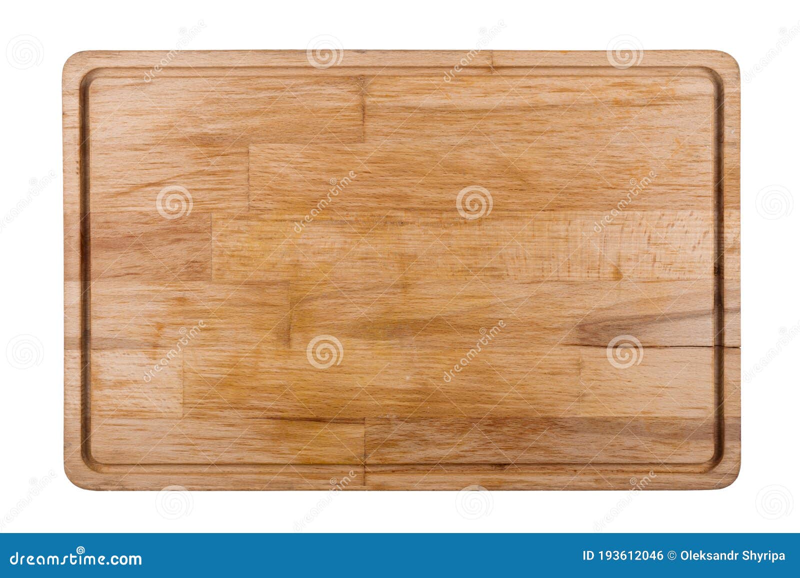 Rectangular Wooden Cutting Board, Top View, Isolated on a White ...