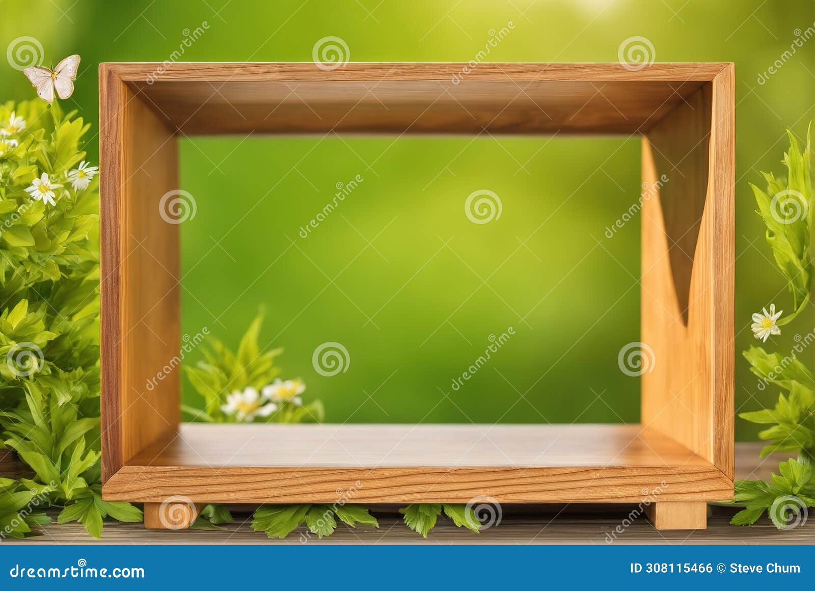 A Rectangular Wooden Frame on the Grass in the Garden Stock ...