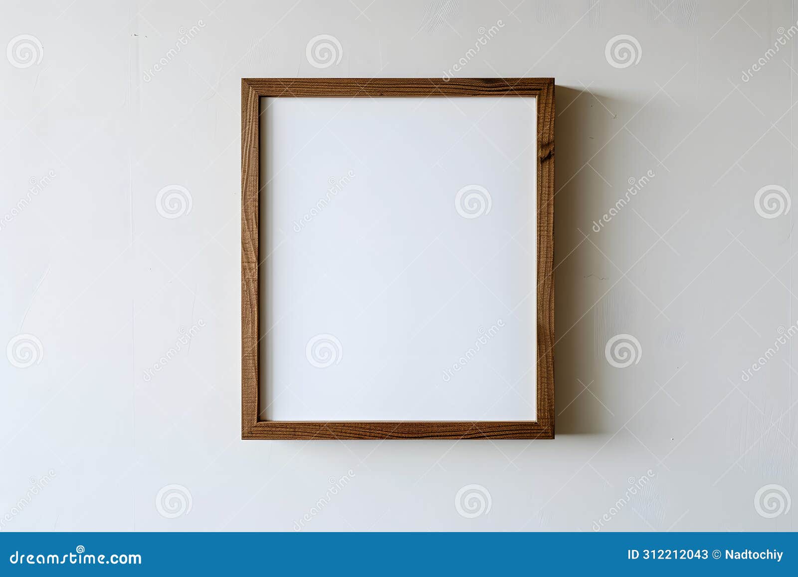 Rectangular Wooden Picture Frame on White Plaster Wall in Artsy Room ...