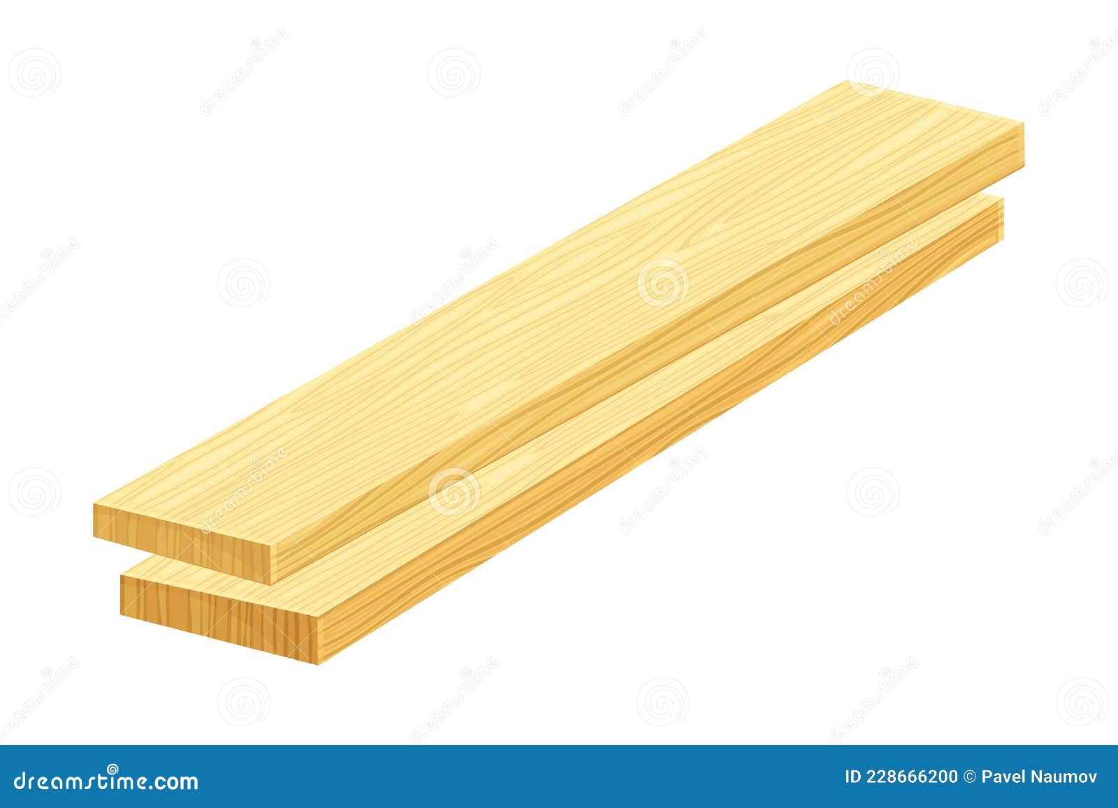 Rectangular Wooden Plank or Board As Sawed Timber Vector Illustration ...