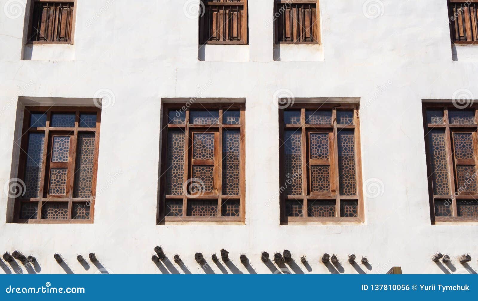 Rectangular Wooden Windows with Arabesque in Arabic Style, Closeup ...