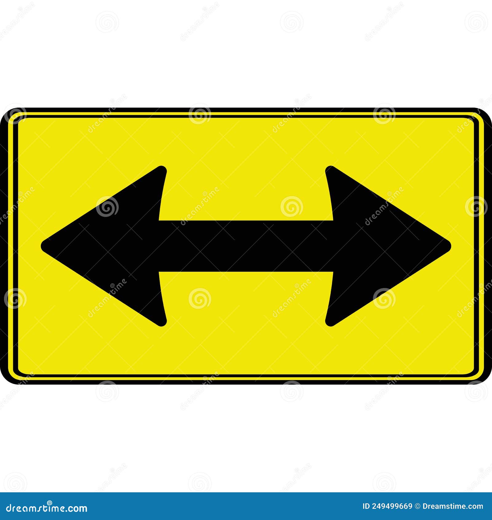 Rectangular Yellow Road Sign, Turn Left or Right. Stock Vector ...