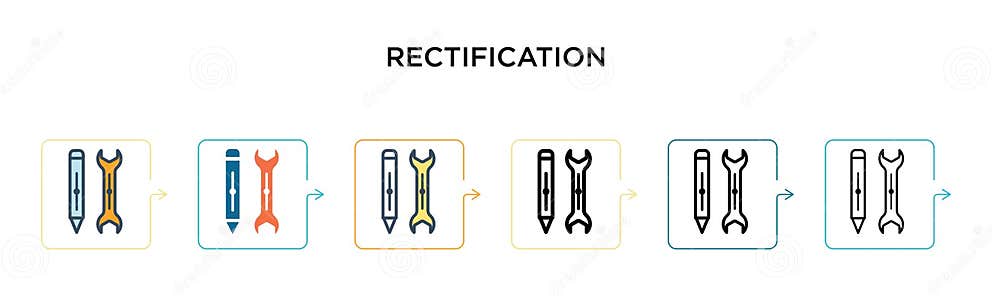 Rectification Vector Icon in 6 Different Modern Styles. Black, Two ...