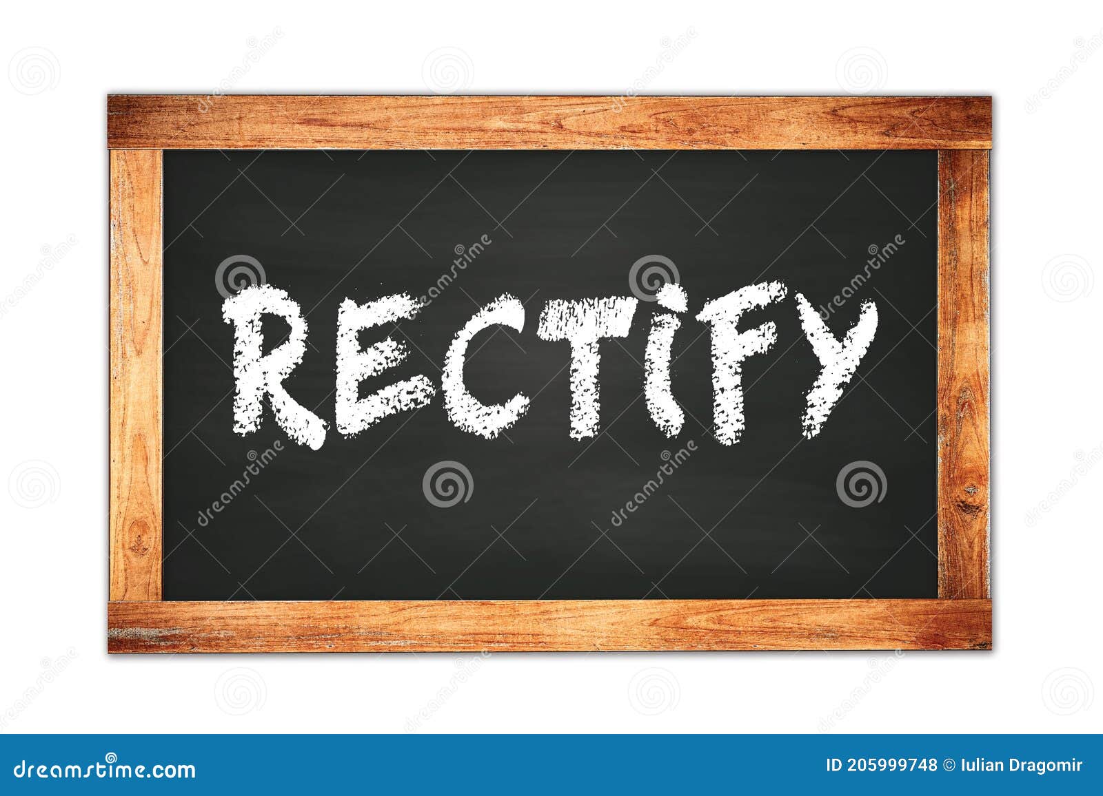 RECTIFY Text Written on Wooden Frame School Blackboard Stock ...