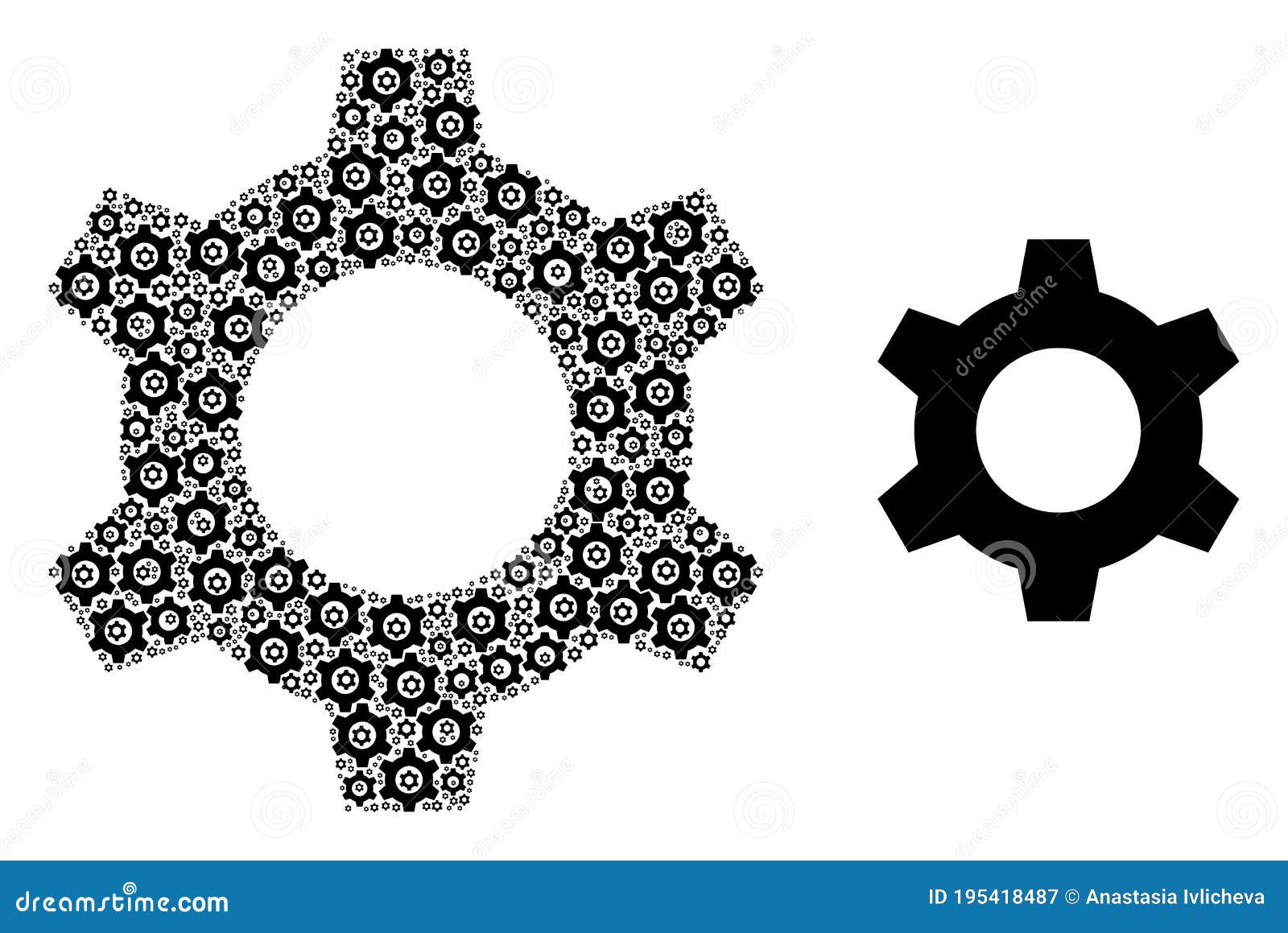 Cog Composition of Cog Items and Source Icon Stock Vector ...
