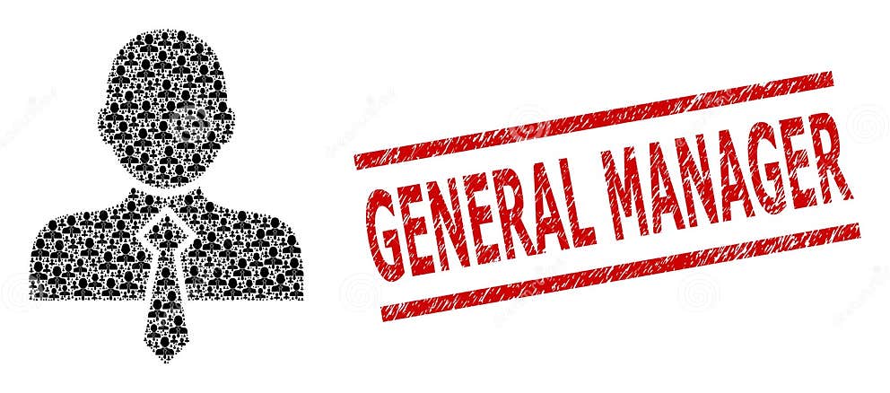 Office Man Composition of Office Man Icons and Textured General Manager ...