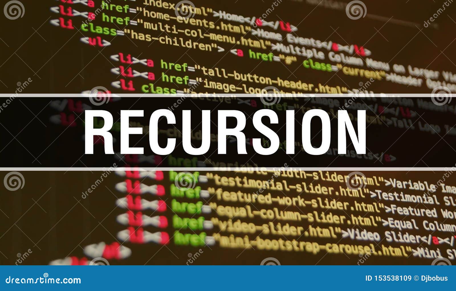 Recursion Concept Illustration Using Code for Developing Programs and App. Recursion Website ...