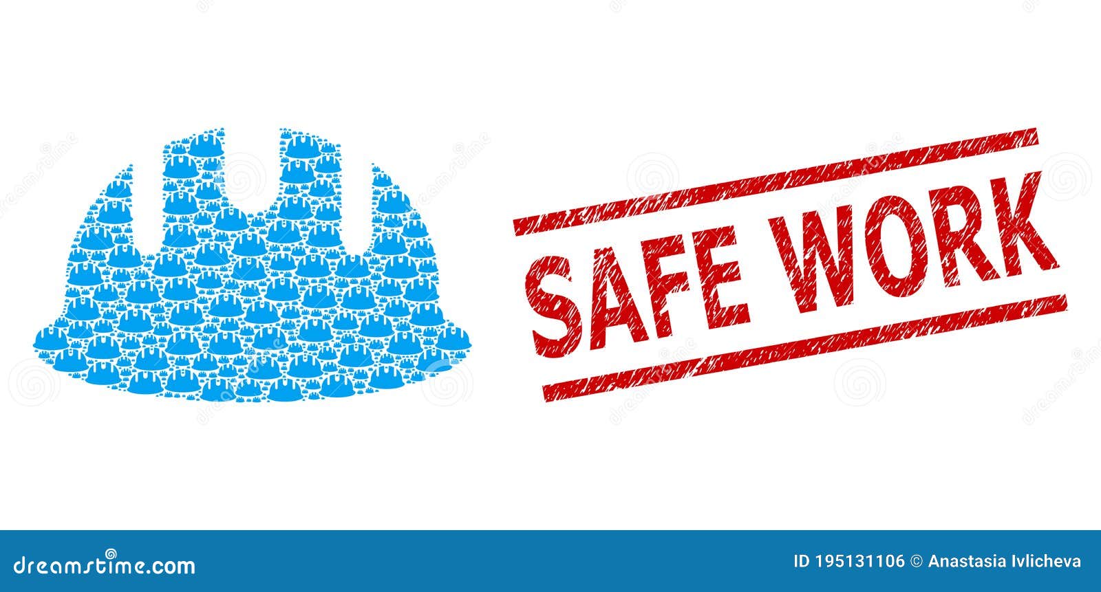 Builder Hardhat Fractal Mosaic of Builder Hardhat Icons and Scratched ...